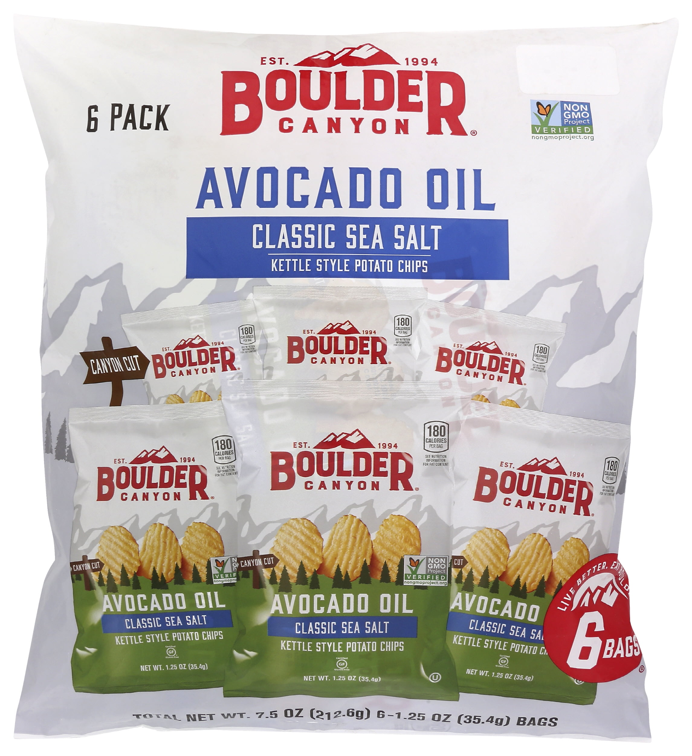 (Pack of 8), Boulder Canyon Avocado Oil Classic Sea Salt Potato Chips ...
