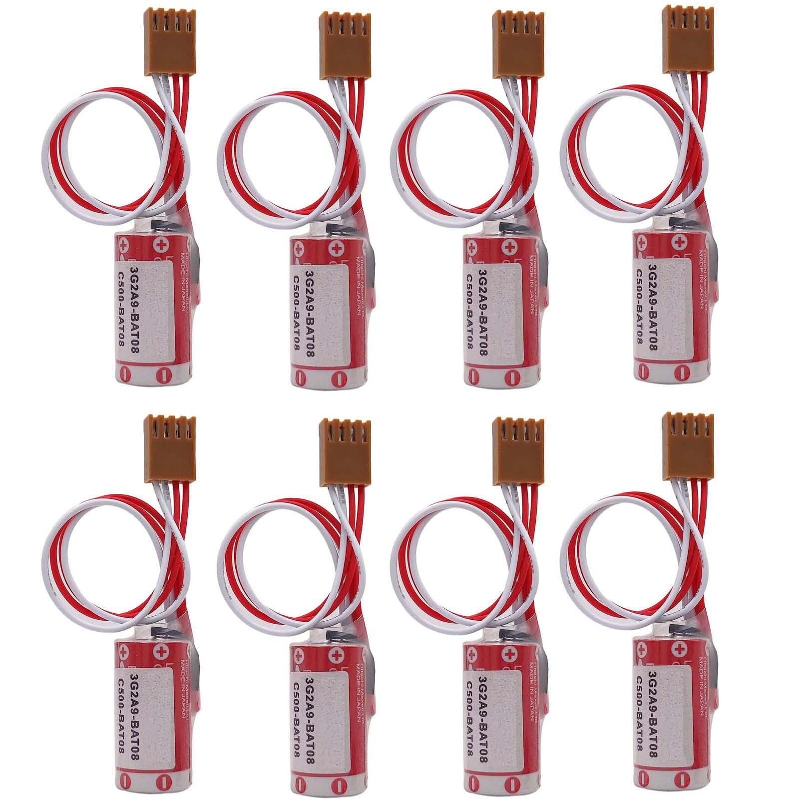 (Pack of 8) ER17/33 (2/3A 3.6V) PLC Battery with Plug for Omron 3G2A9 ...