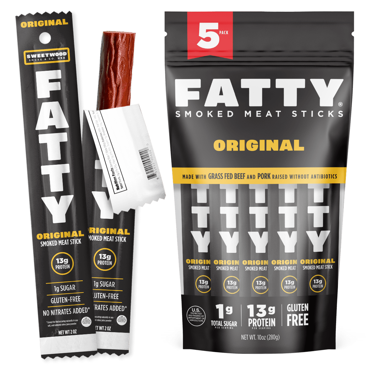 (Pack of 8) Fatty Meat Stick Original 5 Pc 1 Oz each - Walmart.com