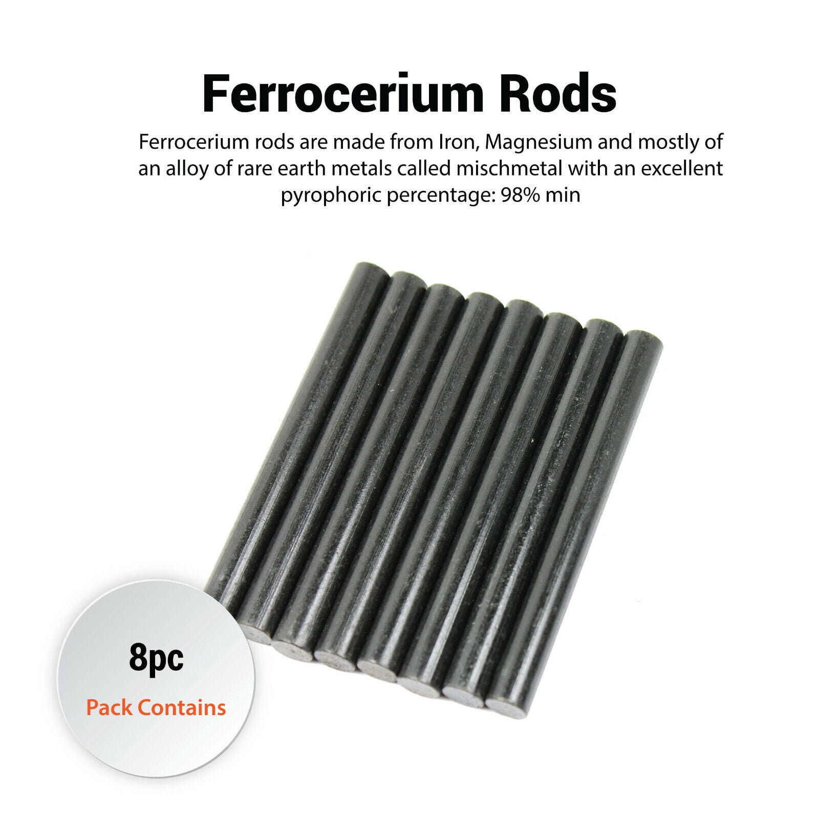 Pack of 8 Ferrocerium 5/16" Flint Fire Starter Survival Camping Rods ...