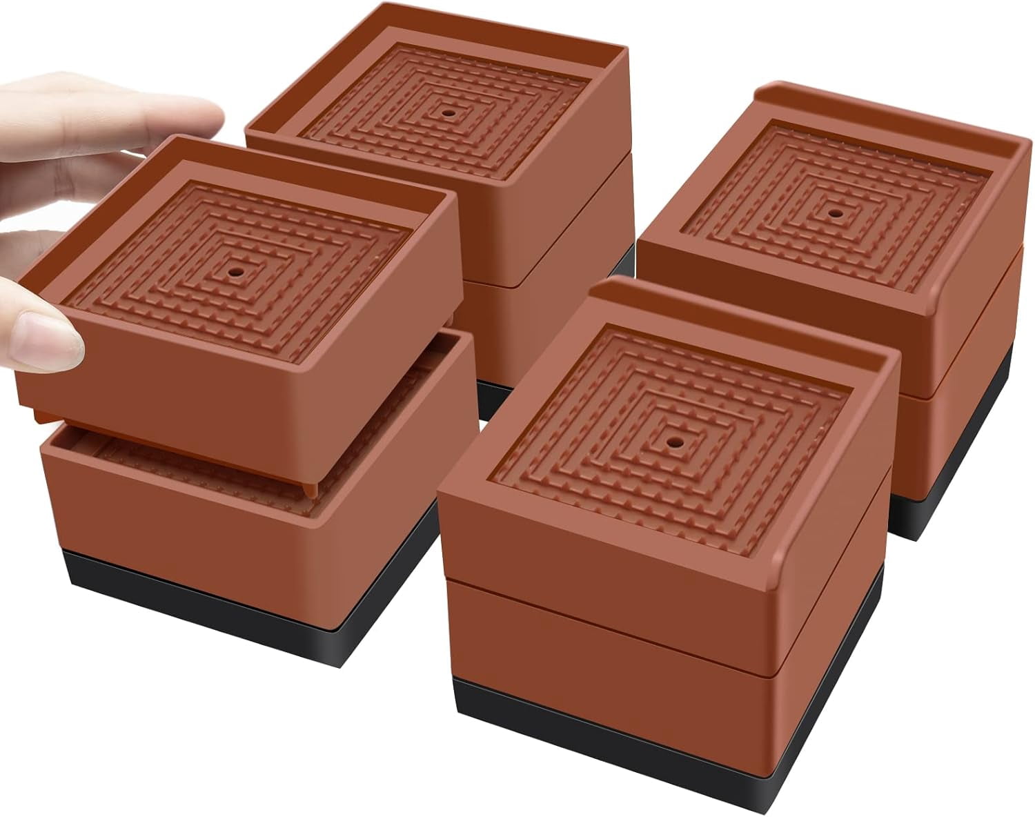 Pack of 8 Furniture Bed Risers, 2 or 4 Inch Heavy Duty Adjustable ...