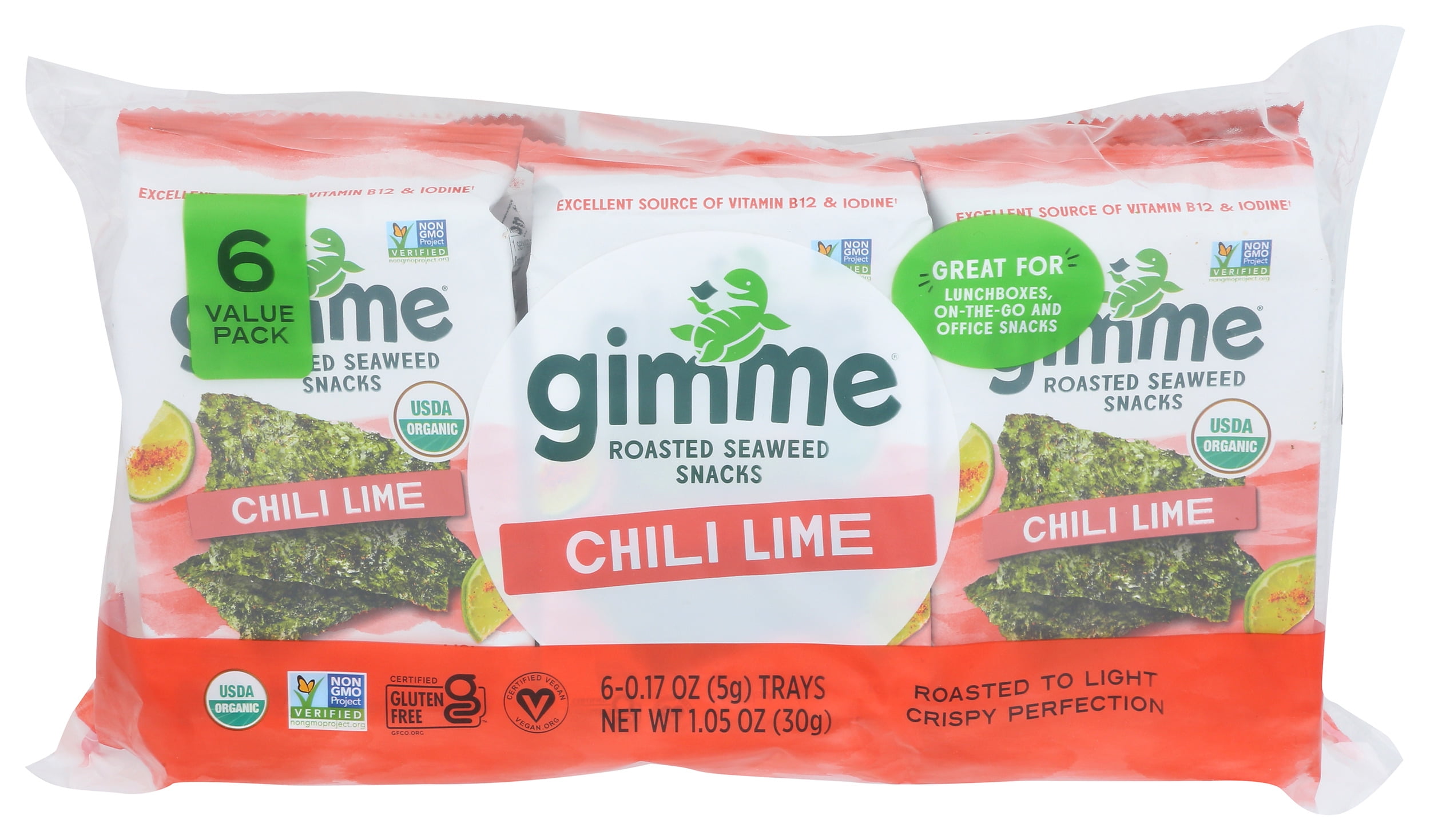 (Pack of 8), GIMME Organic Roasted Seaweed Snacks - Chili Lime 6 packs ...