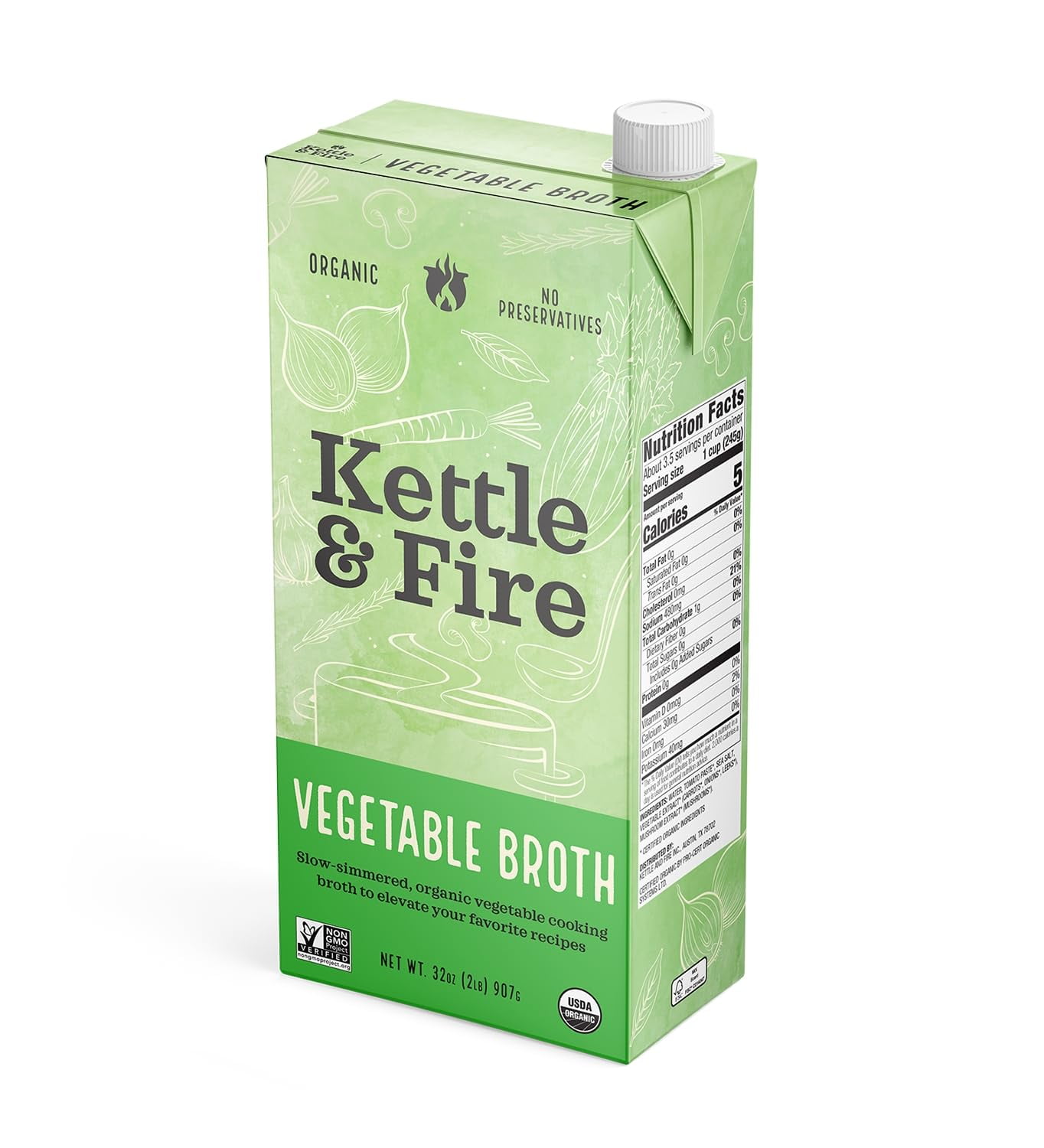 (Pack of 8) Kettle and Fire Vegetable Cooking Broth 32 Oz - Walmart.com