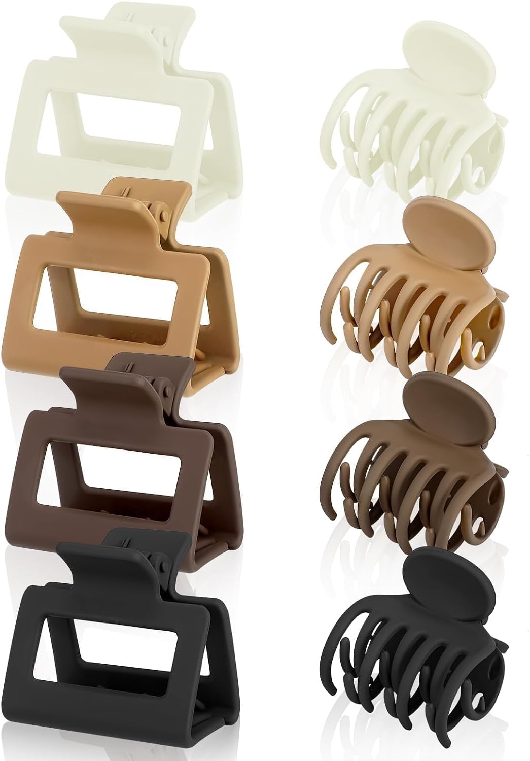 Pack of 8 Medium Claw Hair Clips, Double Row Hair Clips, Small Non-Slip ...