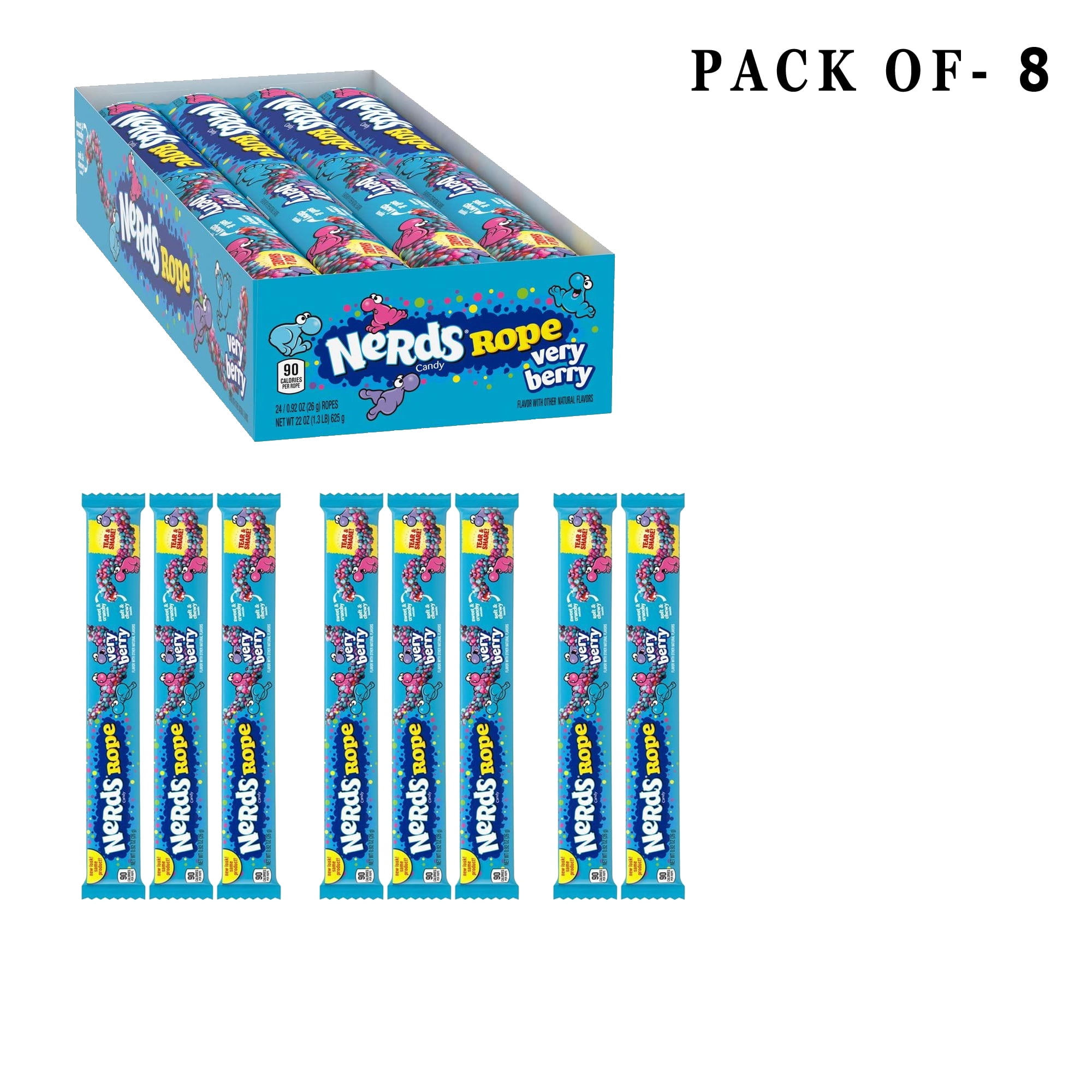 Pack of 8 Nerds Rope Very Berry Candy | 0.92 oz Per Candy | Buy From ...