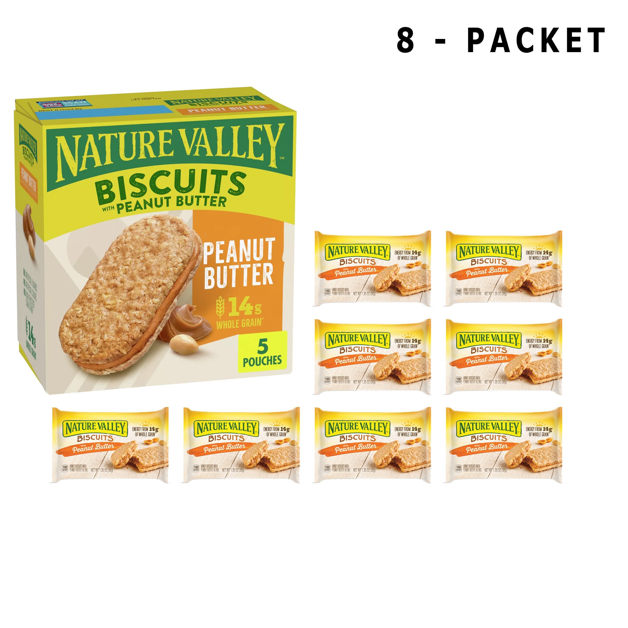 Pack of 8 Pcs Peanut Butter & Almond Butter Sandwich Biscuit | 1.35 oz ...