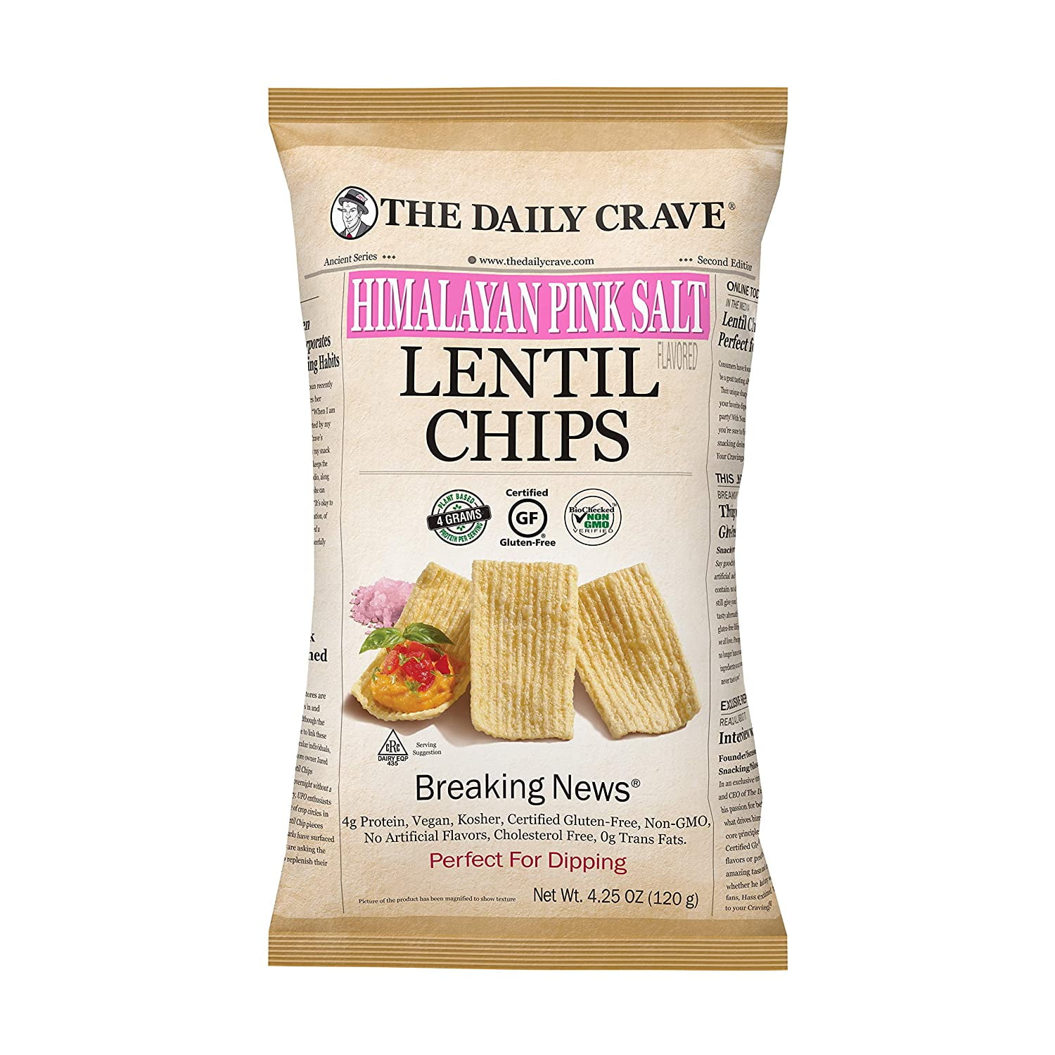 The Daily Crave, Lentil Chips, Pack of 8, Himalayan Pink Salt - Walmart.com