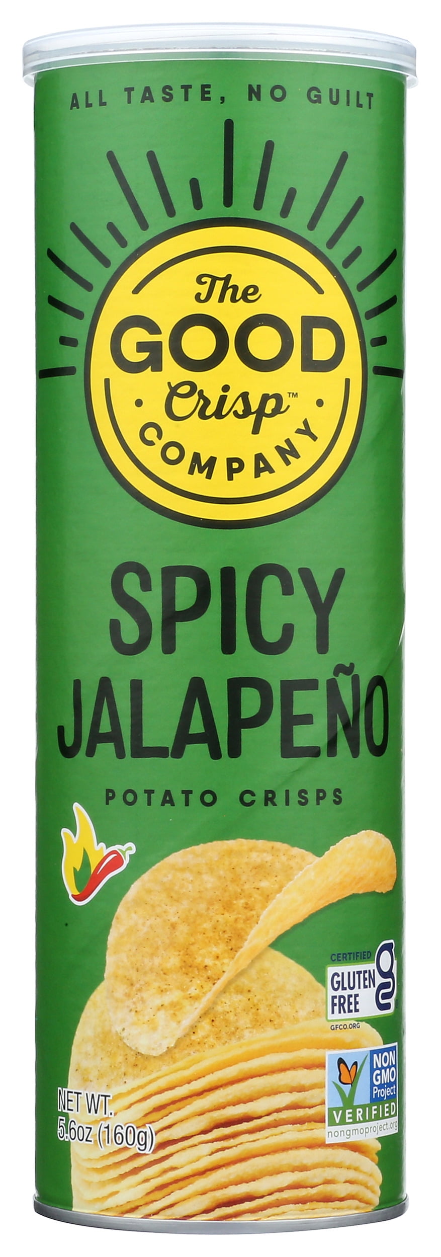 Pack of 8, The Good Crisp Company Spicy Jalapeño Potato Crisps, 5.6 oz ...