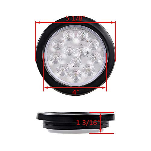 Pack of 8pcs 4" Round Clear Lens 12-LED Trailer Truck RV White Reverse ...