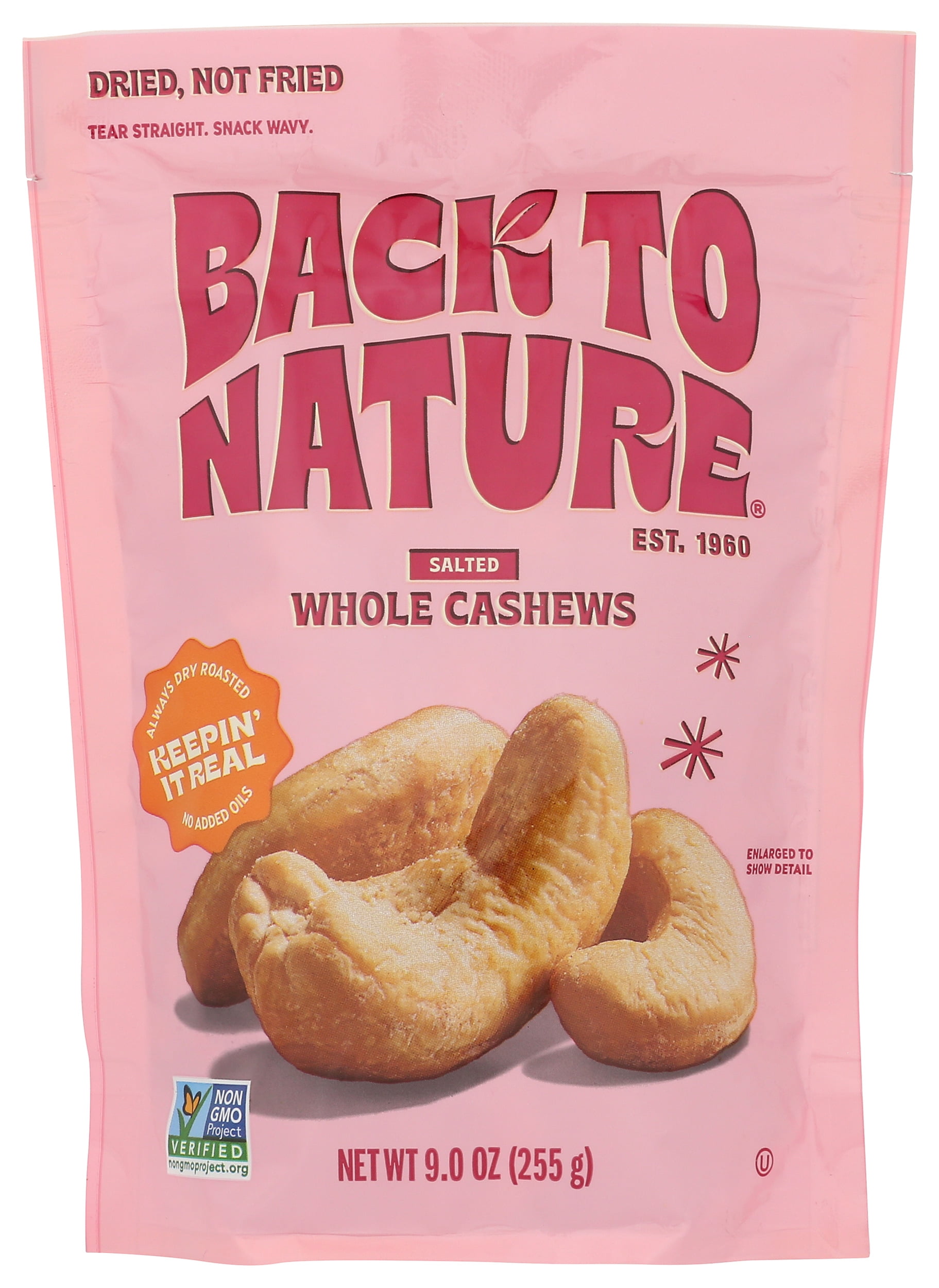 Pack of 9, Back To Nature Salted Whole Cashews, 9 oz - Walmart.com