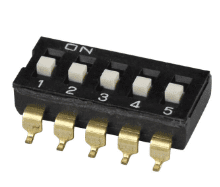 Pack of 9 DS04-254-2-05BK-SMT Dip Switch SPST 5 Position Surface Mount Slide (Standard) Actuator ...