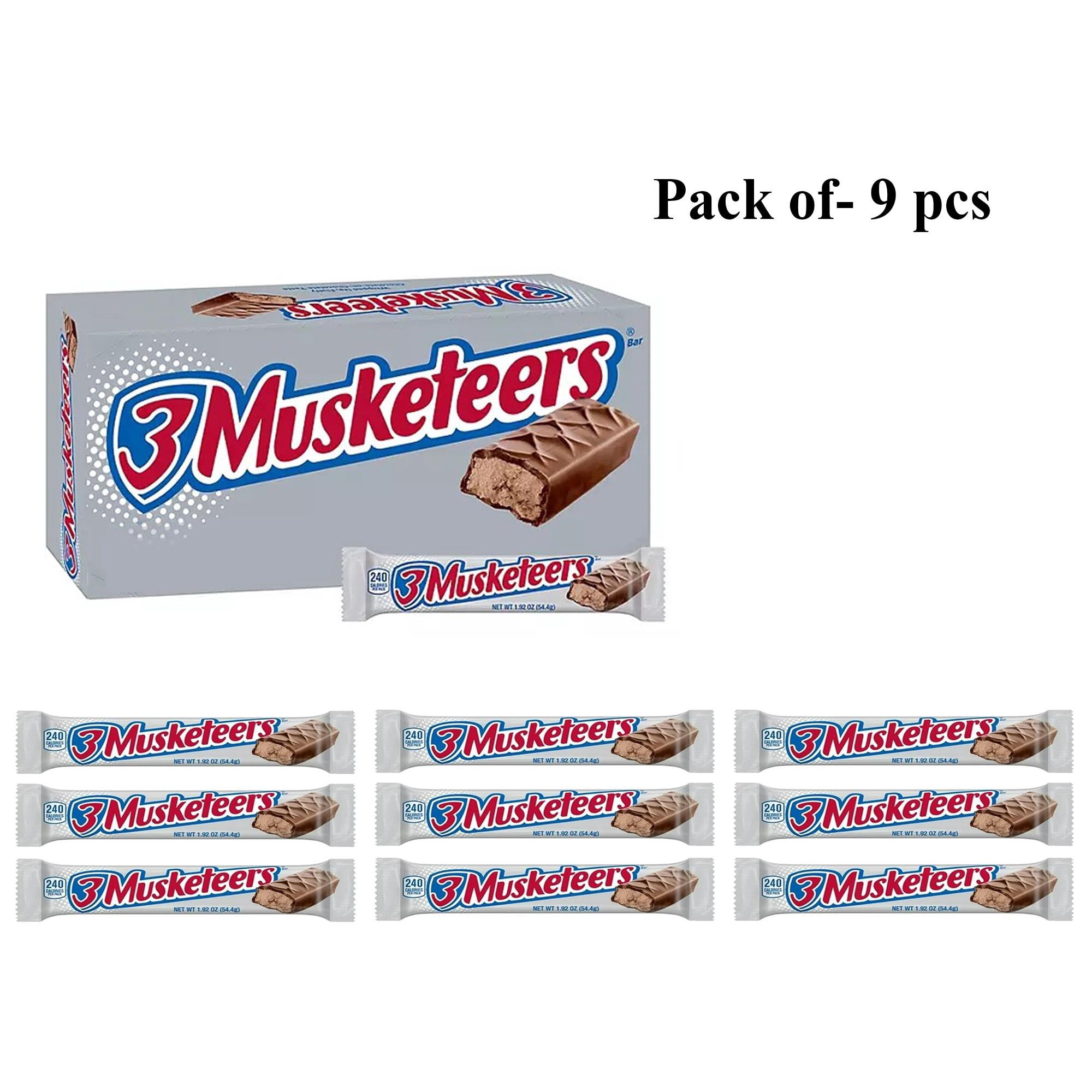 Pack of 9 Pcs 3 MUSKETEERS Candy Milk Chocolate Bars Full Size | 1.92 ...
