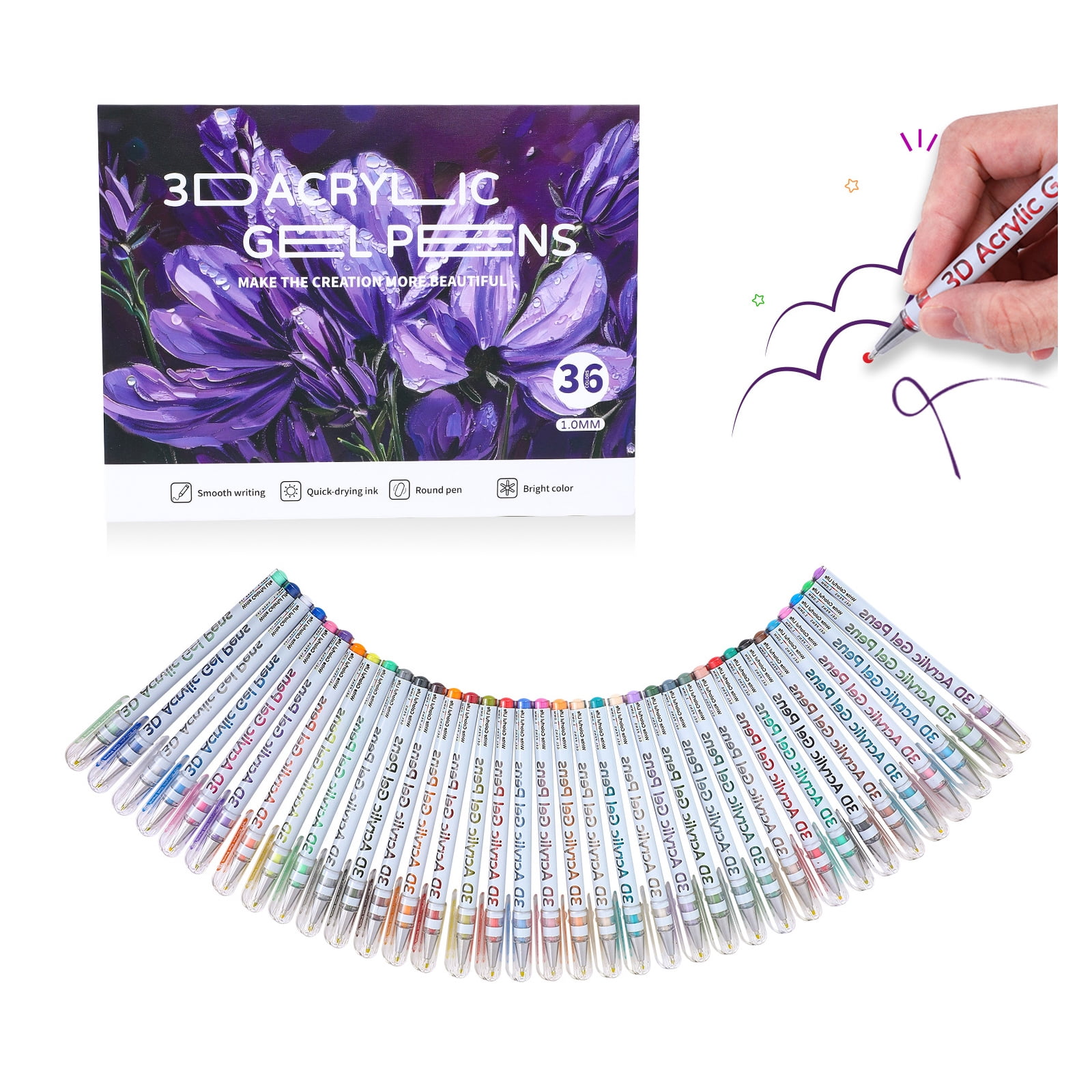 Pack of Acrylic Gel Pens with Smooth Flows Technology for Smooth ...