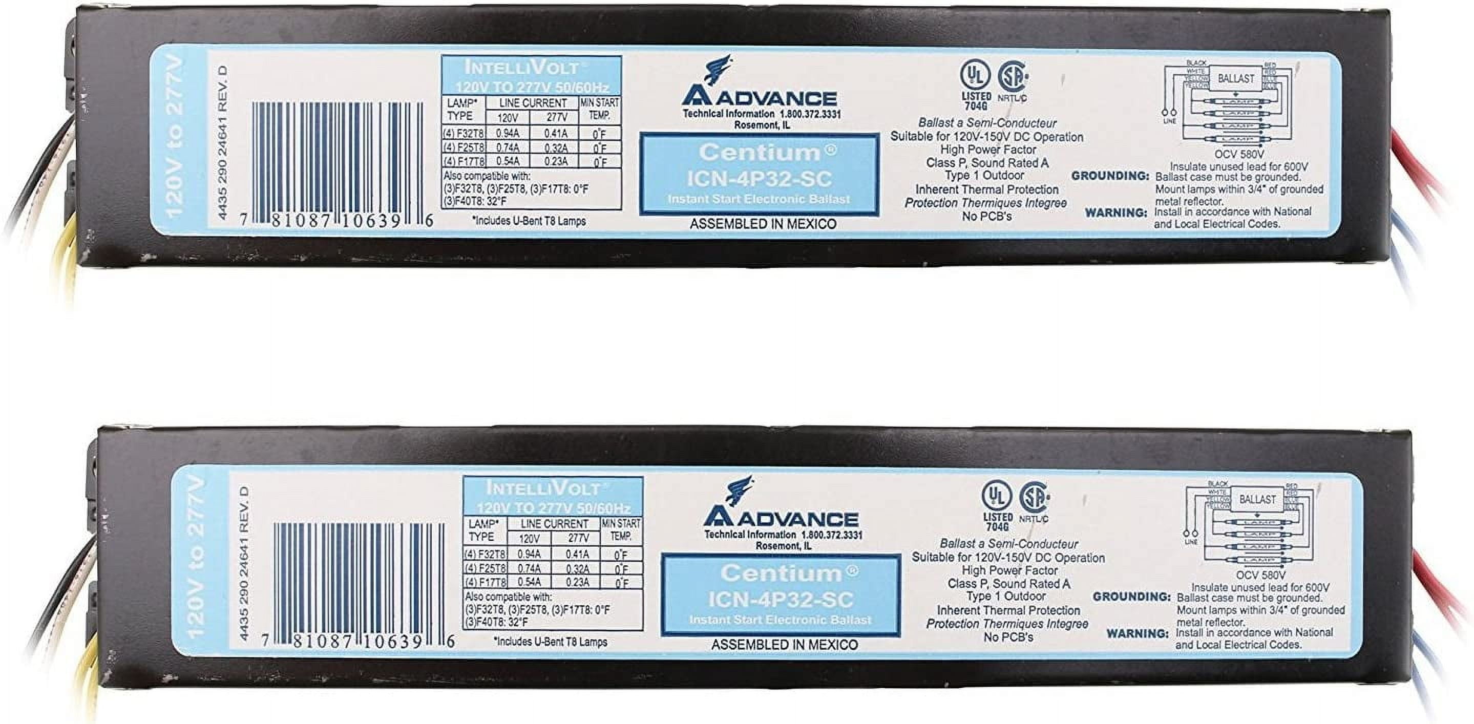 Pack of Advance Electronic Fluorescent Ballast, Lamp - Walmart.com