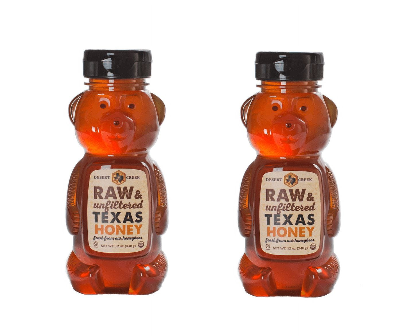 Desert Creek Honey, Honey Bears, 12 oz. 2ct Raw Unfiltered Texas Honey ...