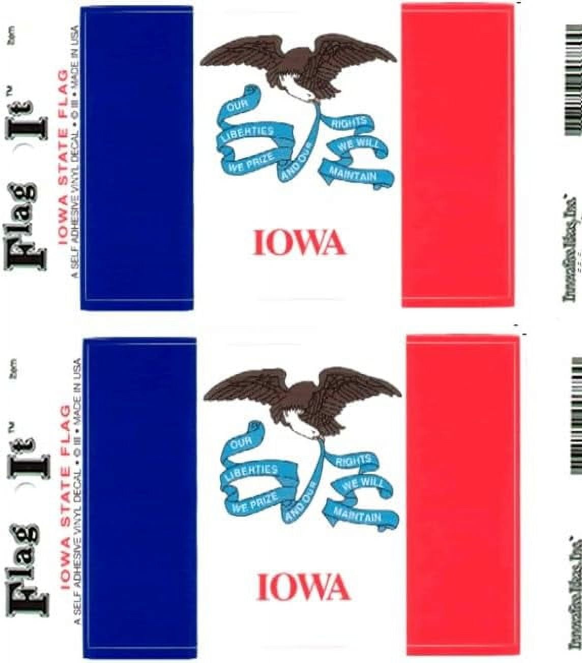 Iowa Vinyl Stickers, Pack of Two 3.5 x 5 inch Flag-It Decals, American ...