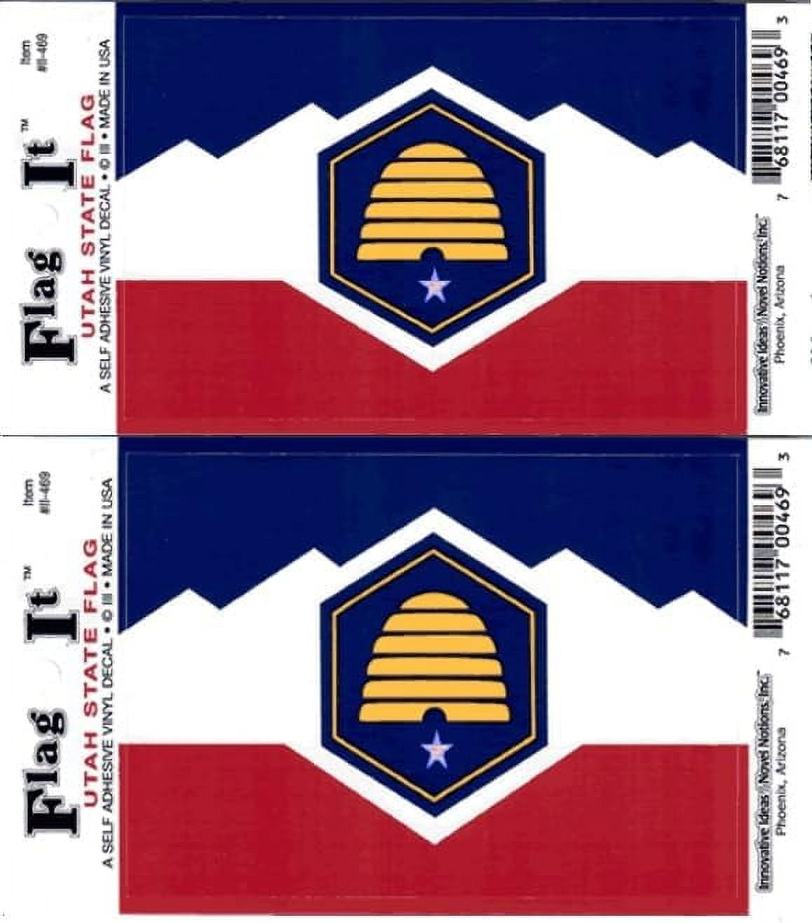 Utah Vinyl Stickers, Pack of Two 3.5 x 5 inch Flag-It Decals, American ...