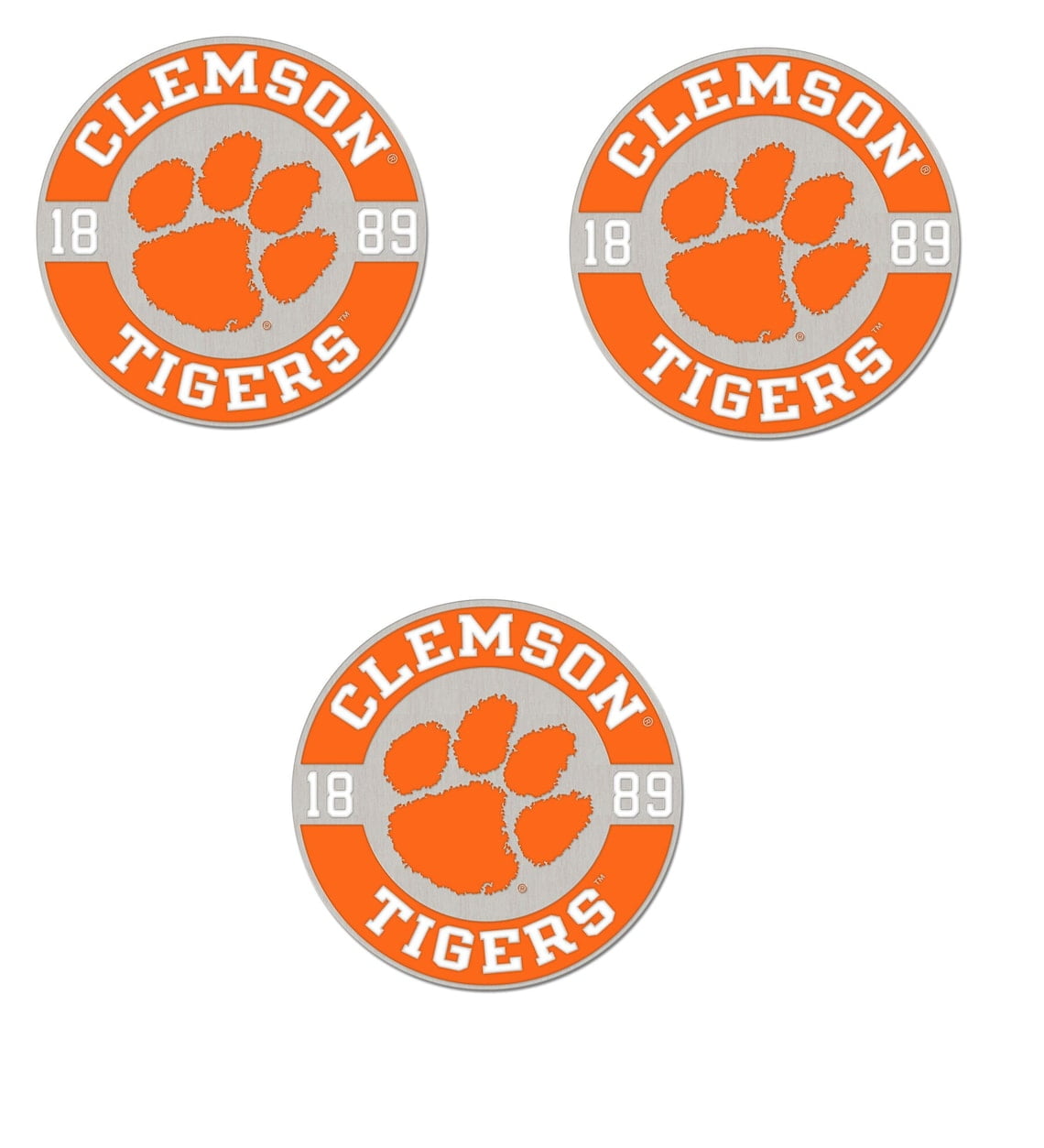 Pack of three Clemson Round Collector Enamel Pins; 3 Established Pin ...