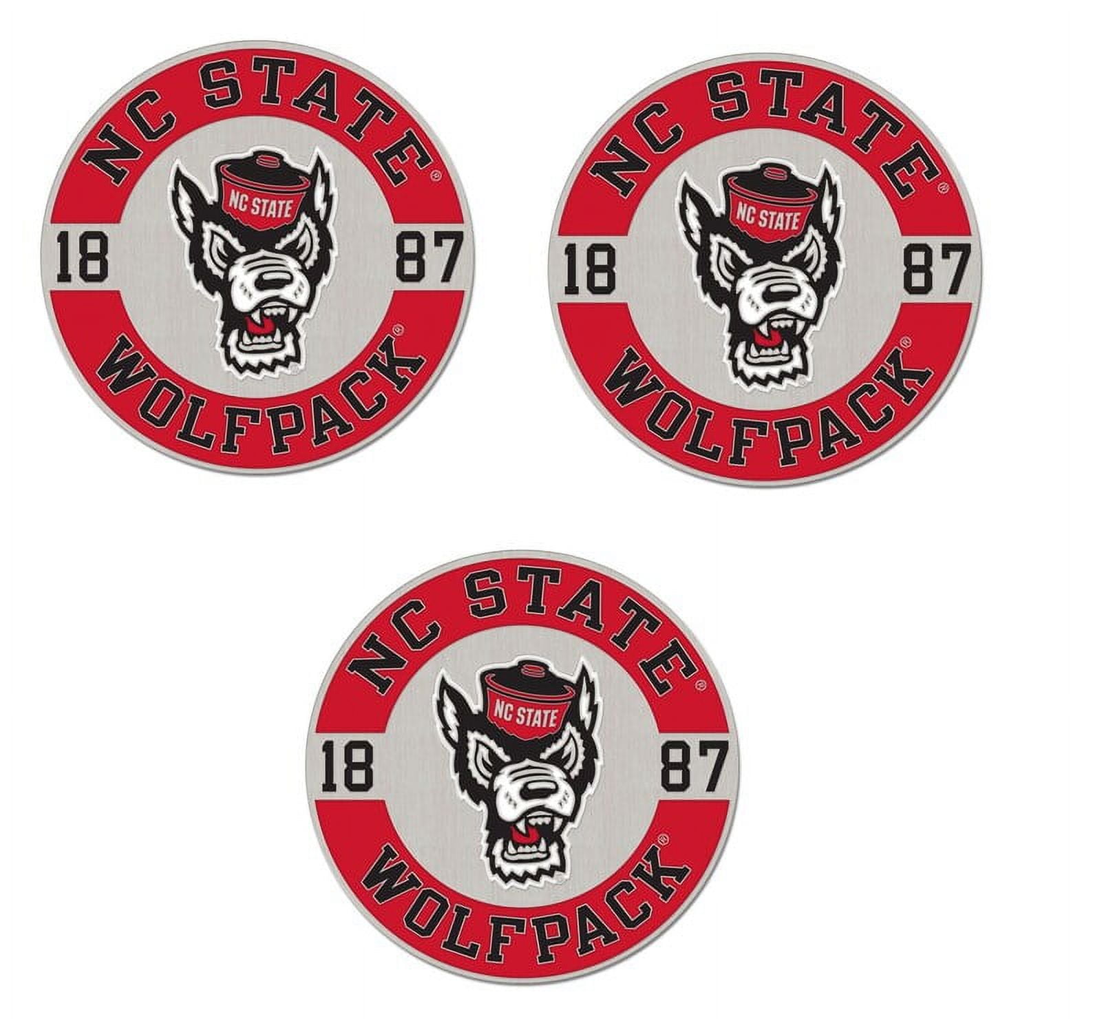 Pack of three North Carolina State Round Collector Enamel Pins; 3 Wolfpack Established Pin ...