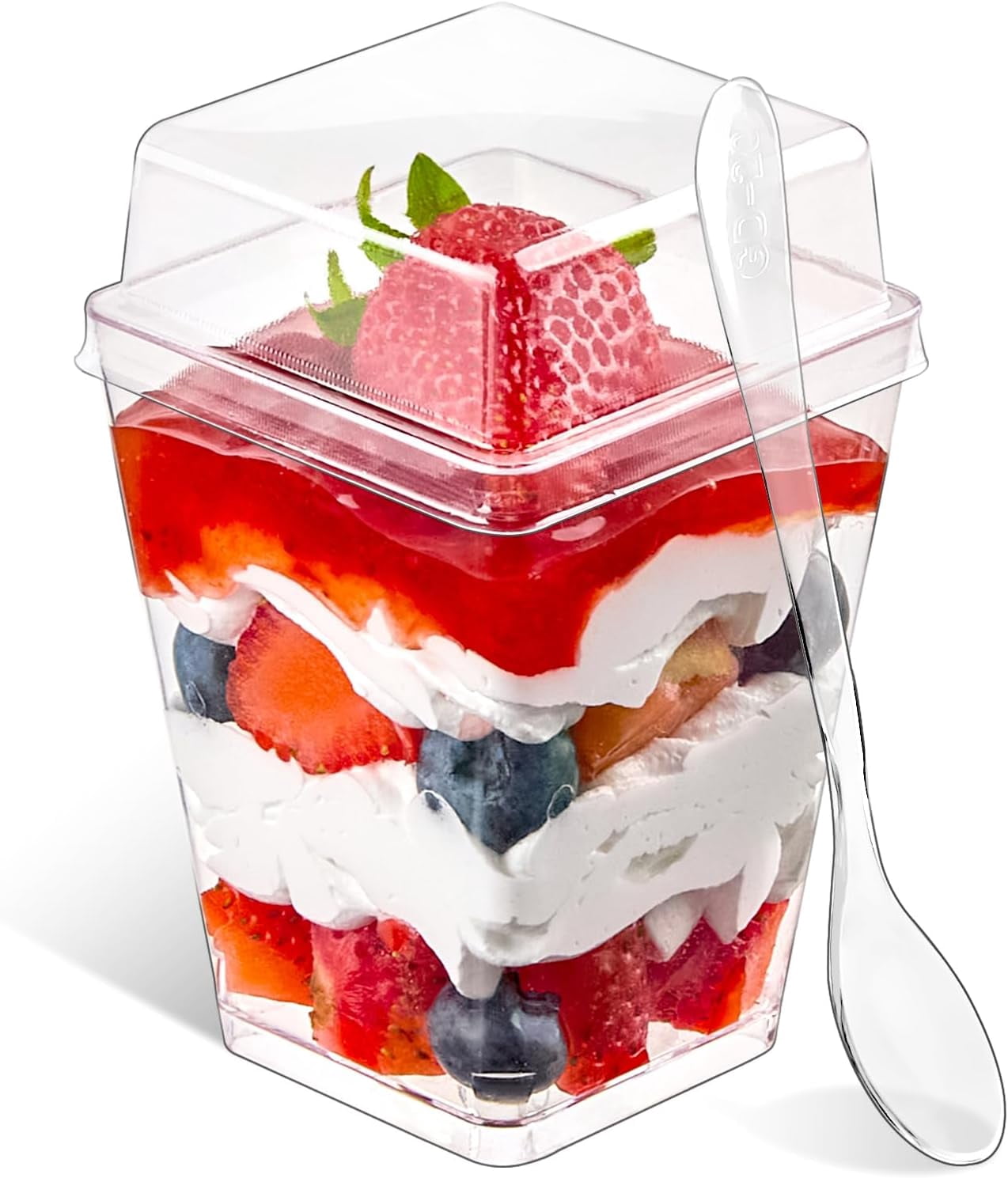 Pack oz Heart Shaped Dessert Cups with Lids and Spoons, Mini Dessert ...