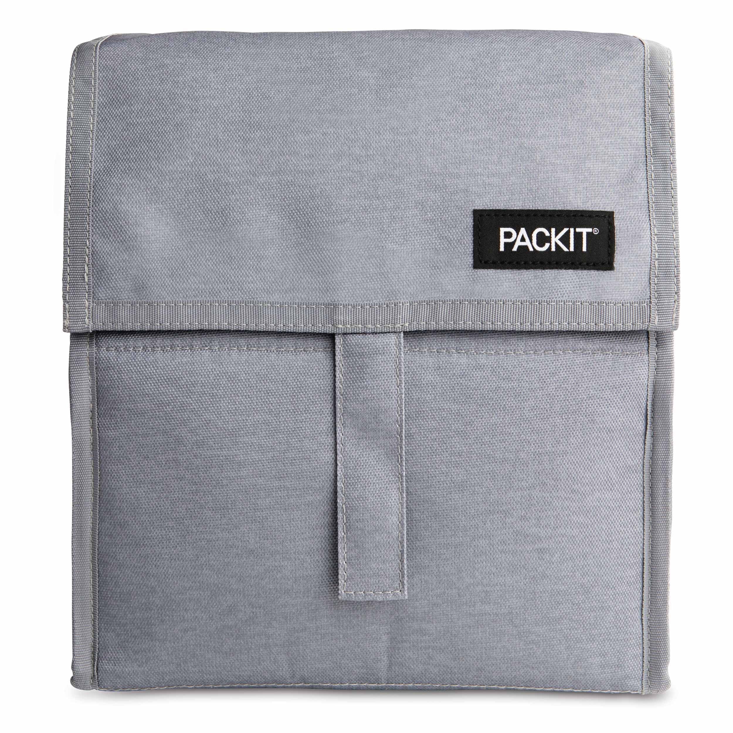PackIt Freezable Lunch Bag, Gray Fog Solid Print, Unisex, BPA Free, Non ...