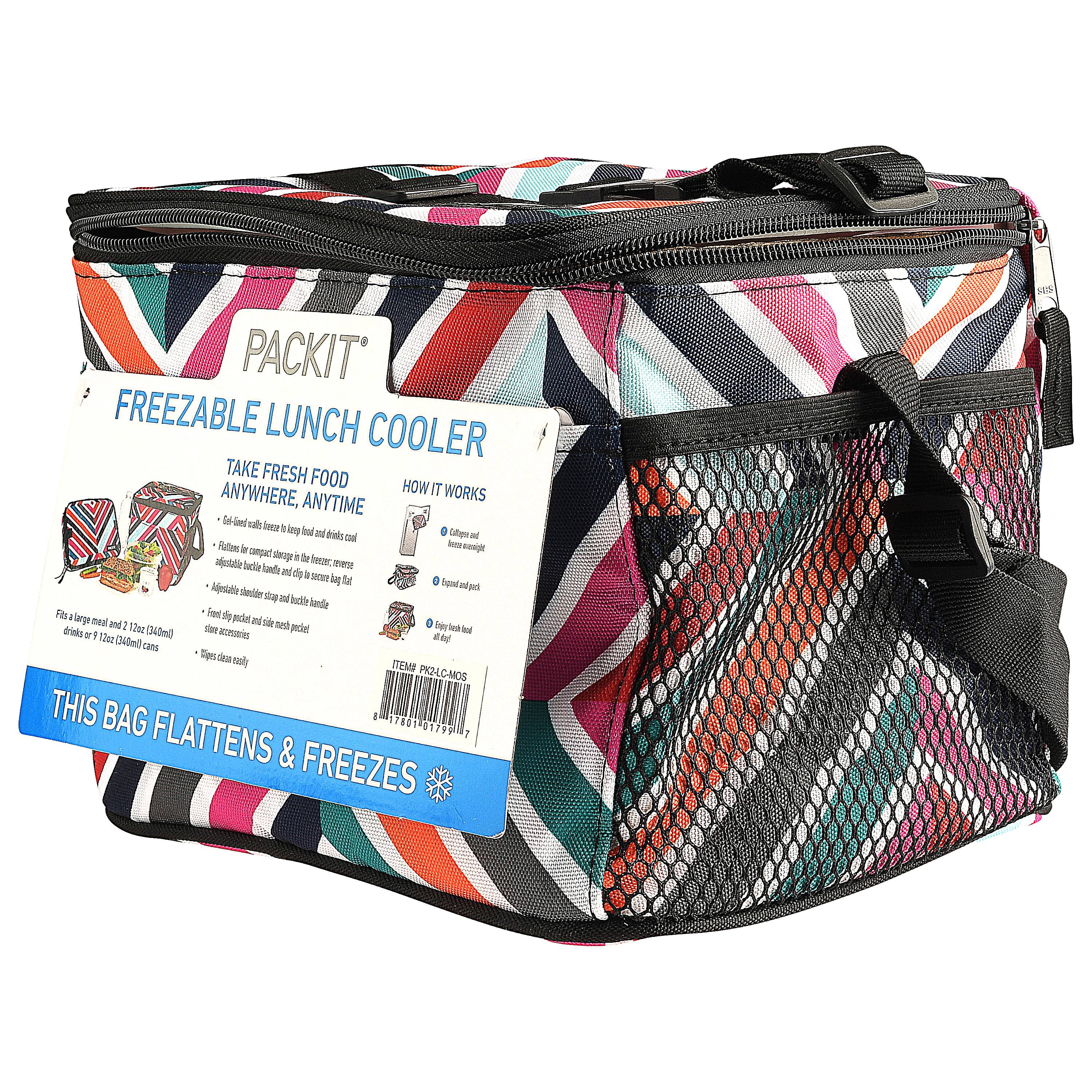 Pac-Kit Freezable Lightweight Lunch Cooler Bag, Mosaic, 9 Can Capacity ...