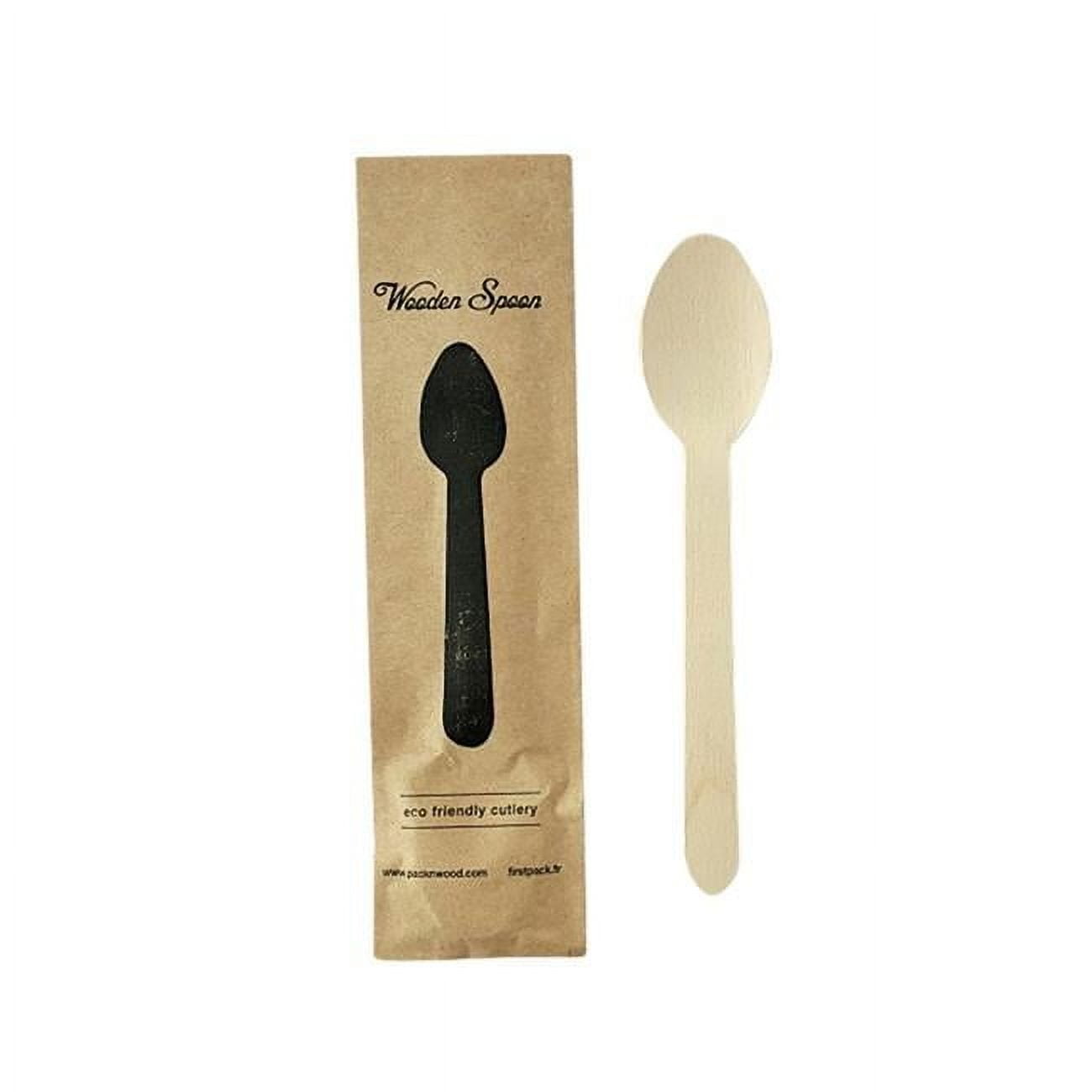 PackNwood 210CVB3W 6.2 in. Wooden Cutlery Spoon Wrapped in Paper ...