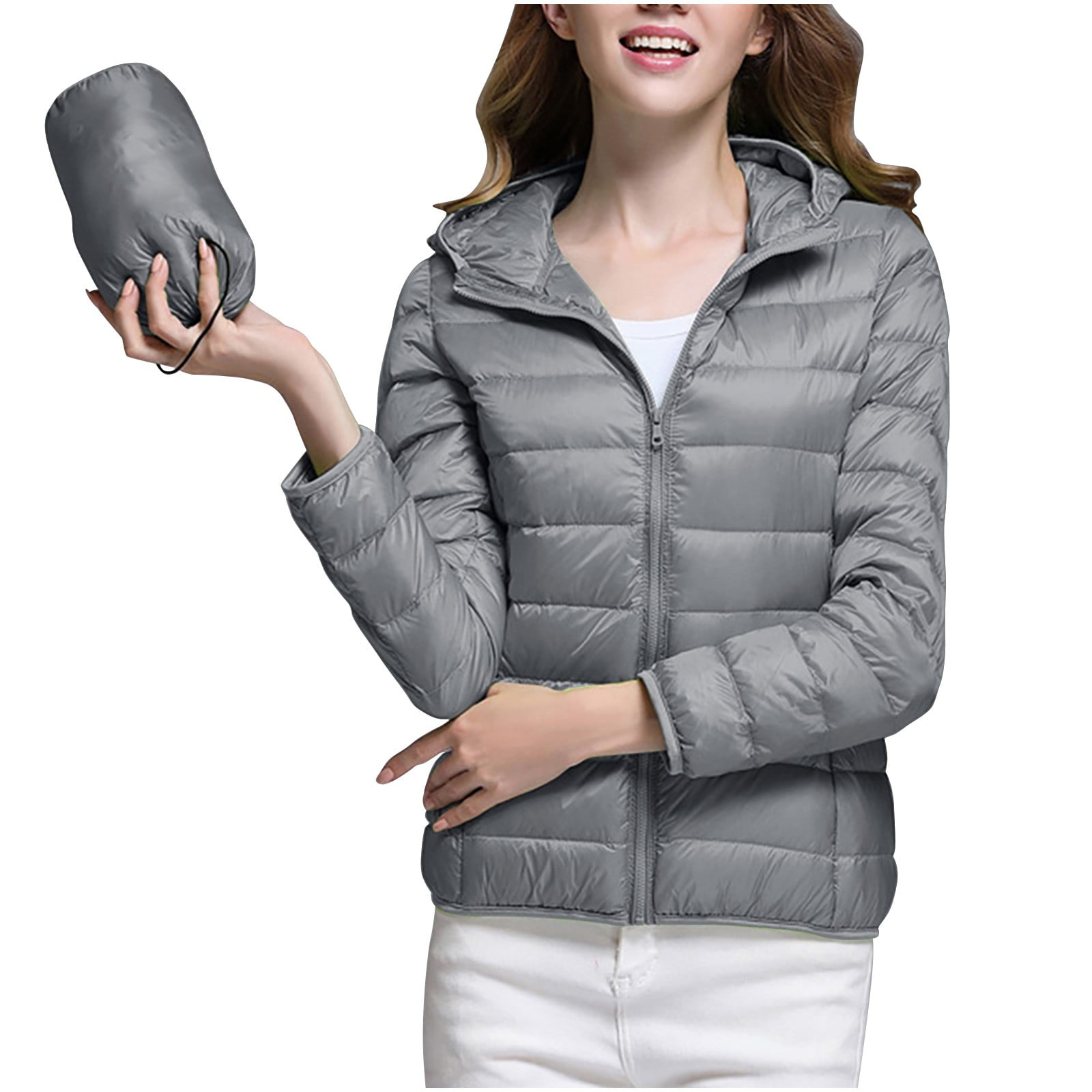 Packable Puffer Jacket Women Lightweight Winter Down Jacket with Hood ...