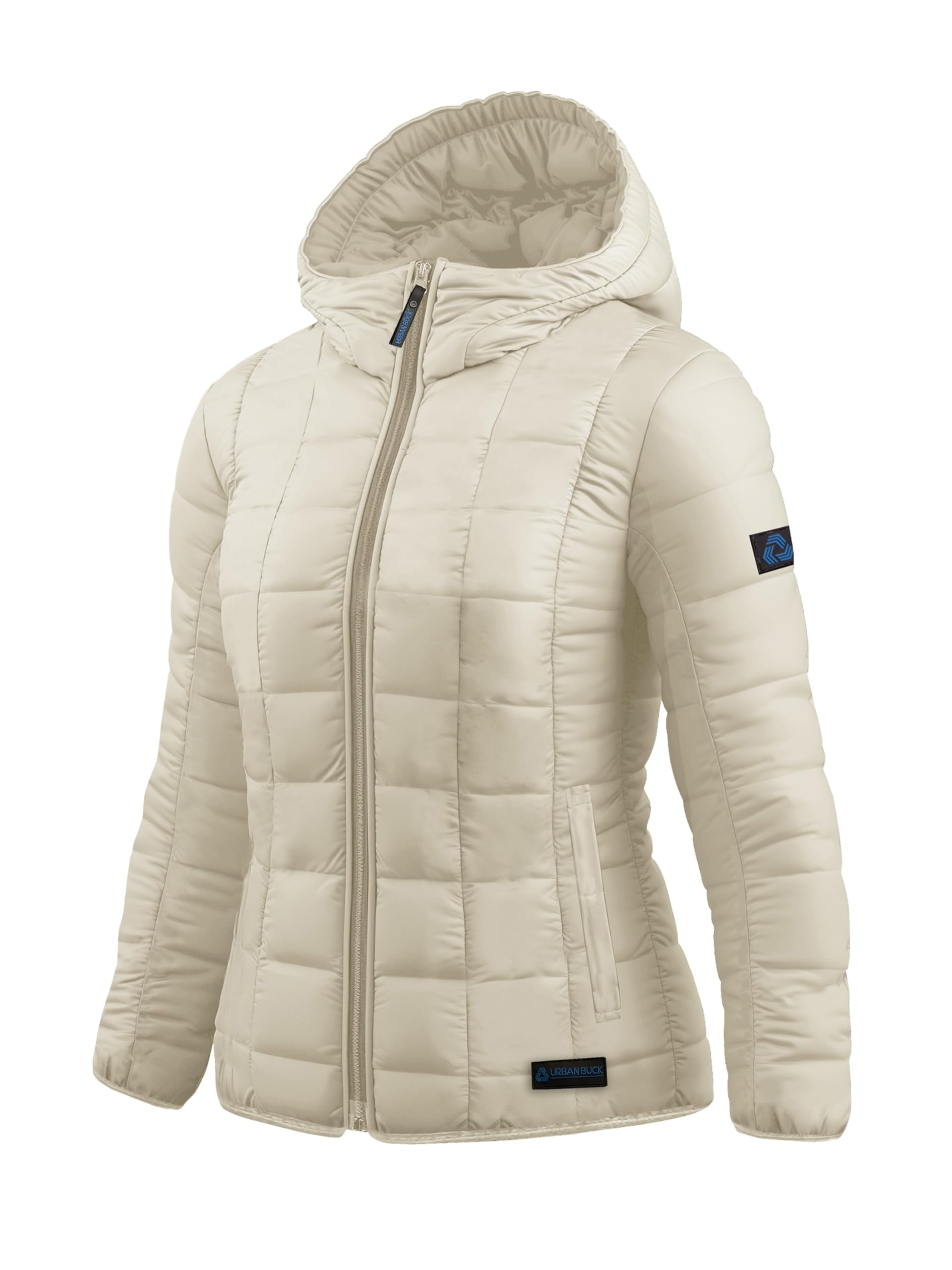 Packable Puffer Jacket Women with Hood Ember Cream Quilted Water ...