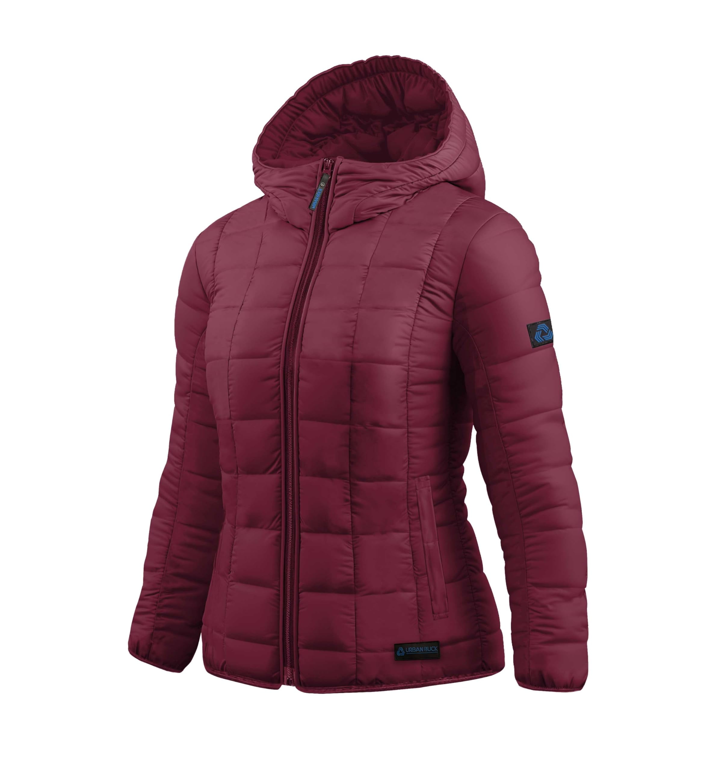 Packable Puffer Jacket Women with Hood Ember Red Quilted Water ...