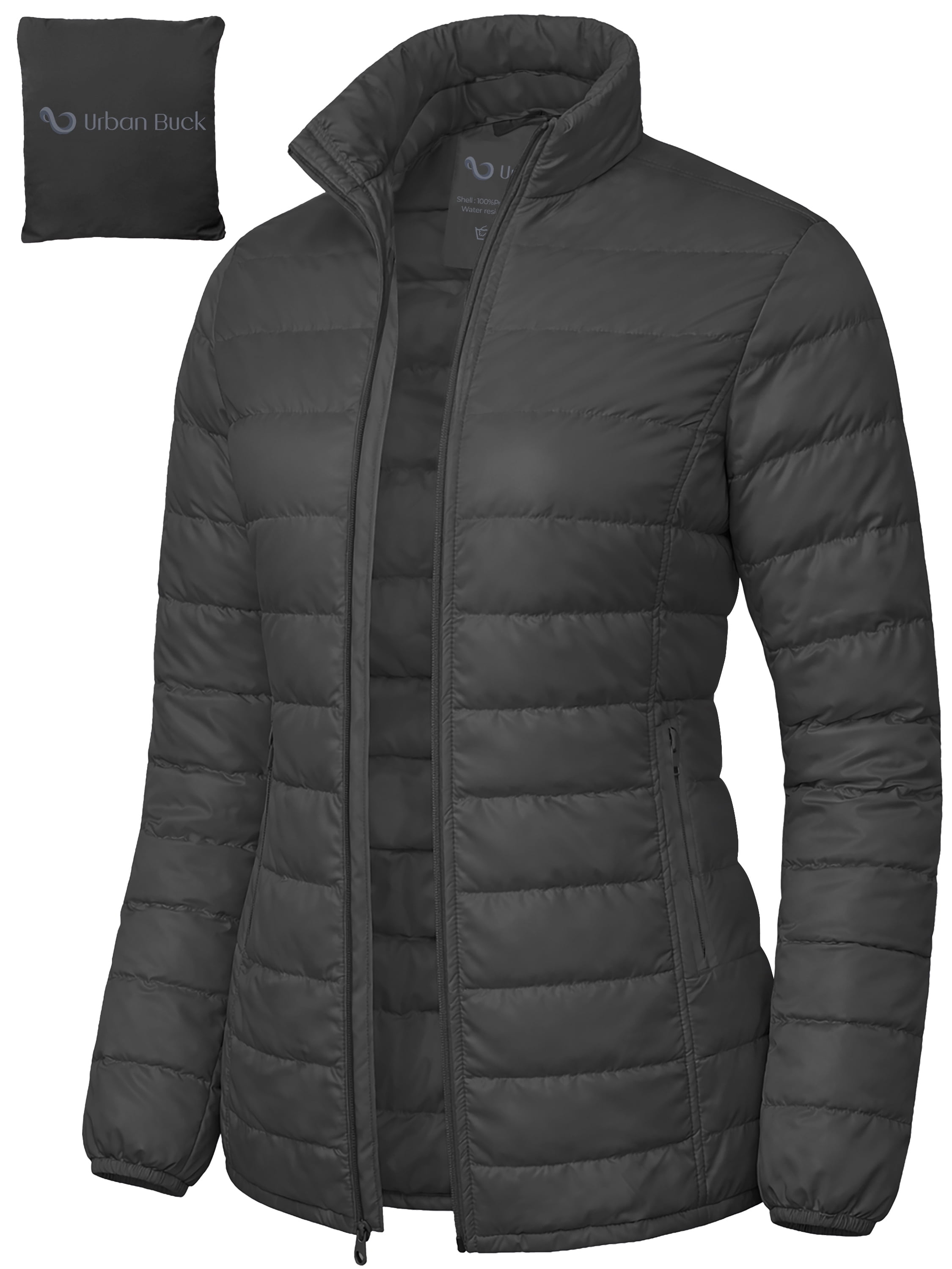 Packable Puffer Jacket Women without Hood Ellie Black Water-Resistant ...