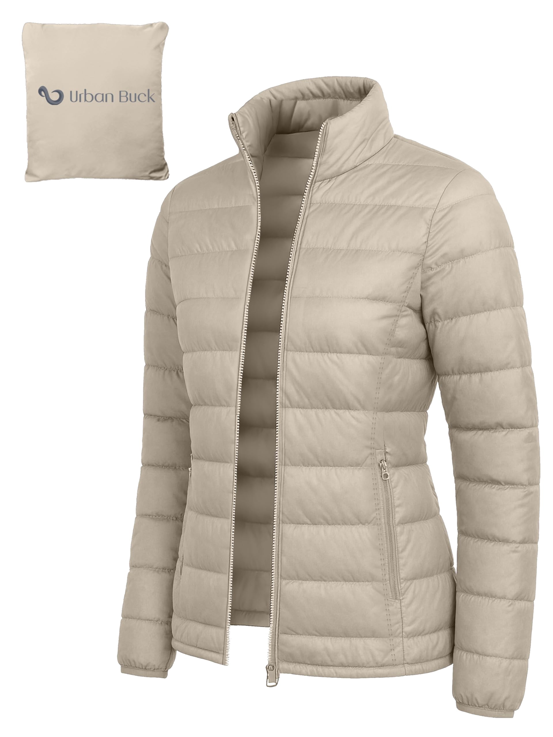 Packable Puffer Jacket Women without Hood Ellie Cream Water-Resistant ...