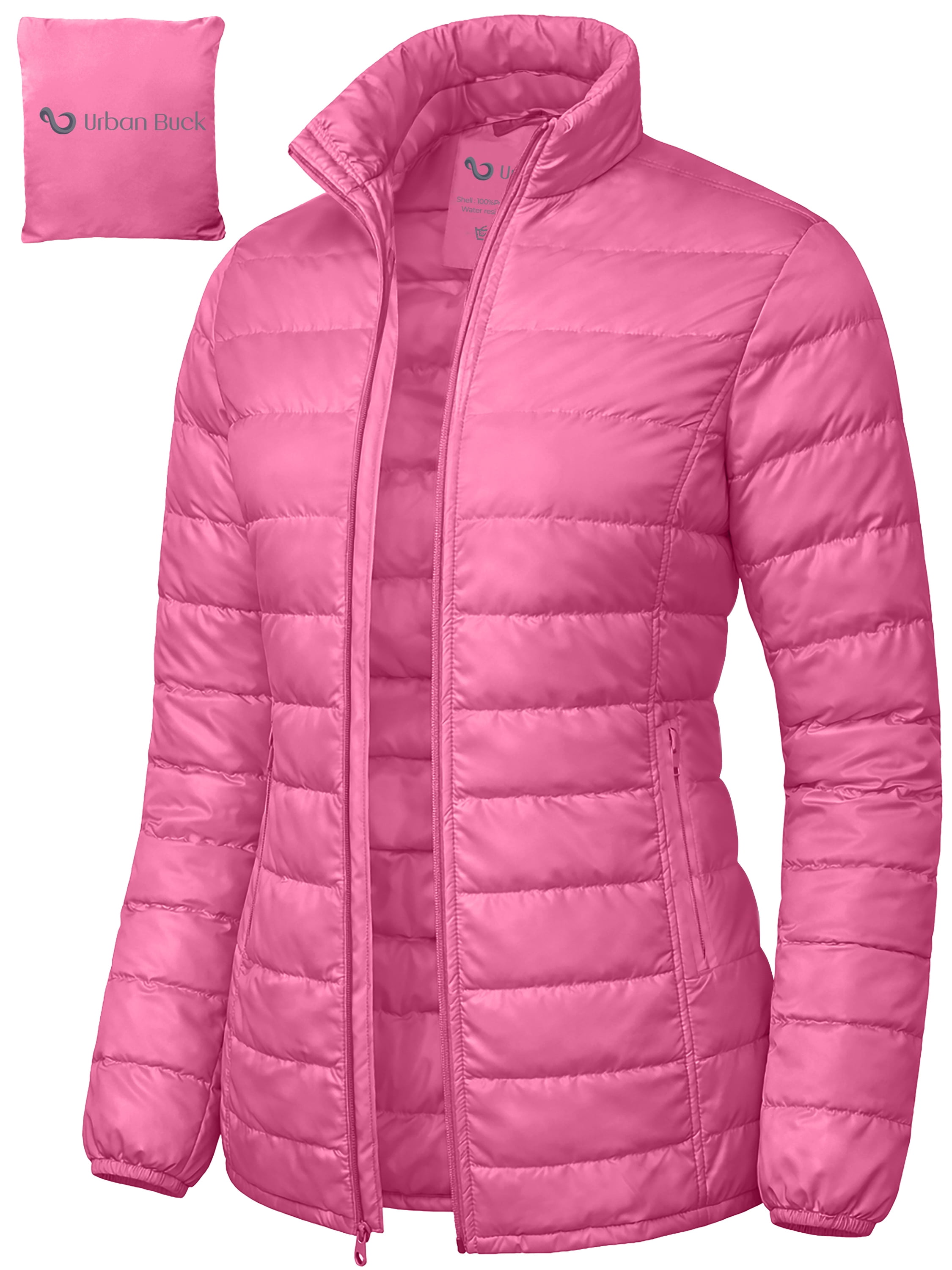 Packable Puffer Jacket Women without Hood Ellie Pink Water-Resistant ...