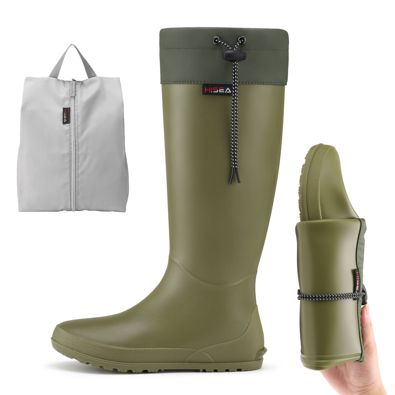 Packable Tall Rain Boots for Women,Lightweight Waterproof Rubber Garden ...