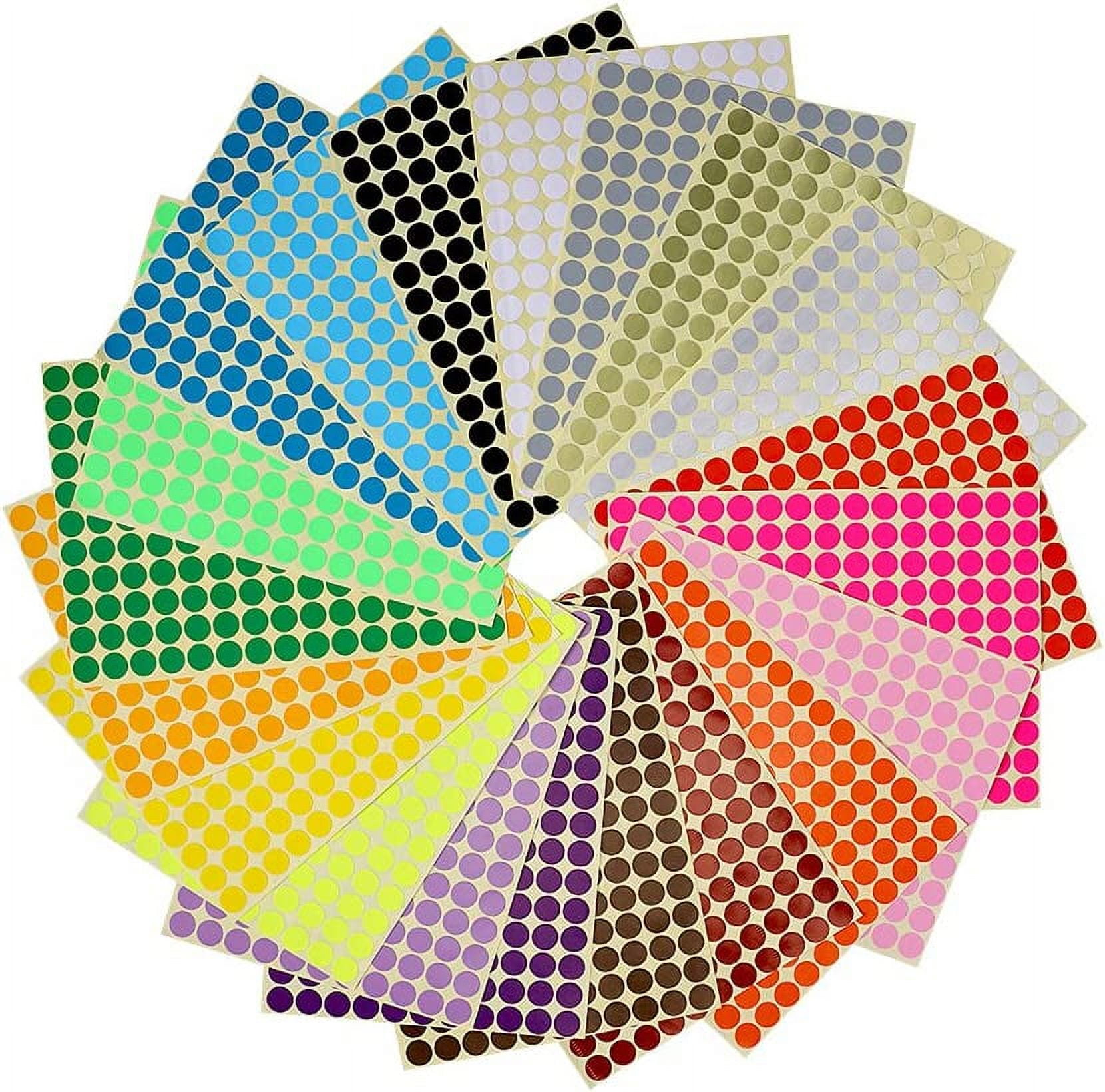 Package of 3300 2/5" Round Color-Code Dot Stickers labels, 20 Assorted ...
