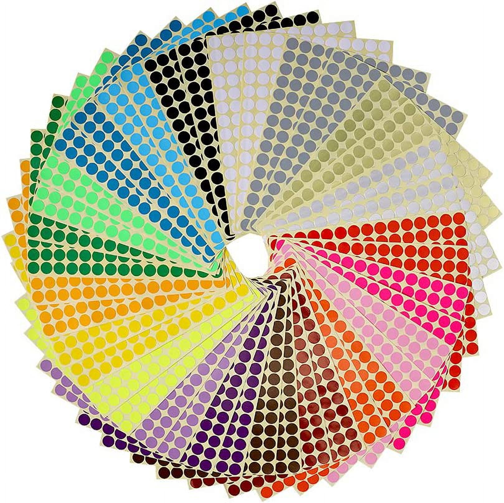Package of 6600 2/5" Round Color-Code Dot Stickers Labels, 20 Assorted ...