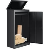 Package Delivery Box for Outside - Lockable Black Metal Parcel Drop Box ...