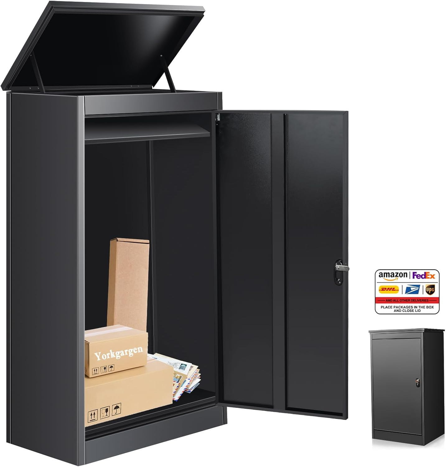 Package Delivery Boxes for Outside, Extra Large Black Parcel Drop Box ...