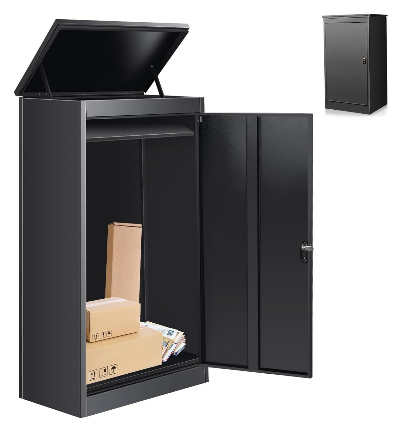 Package Delivery Boxes for Outside, Extra Large Black Parcel Drop Box ...