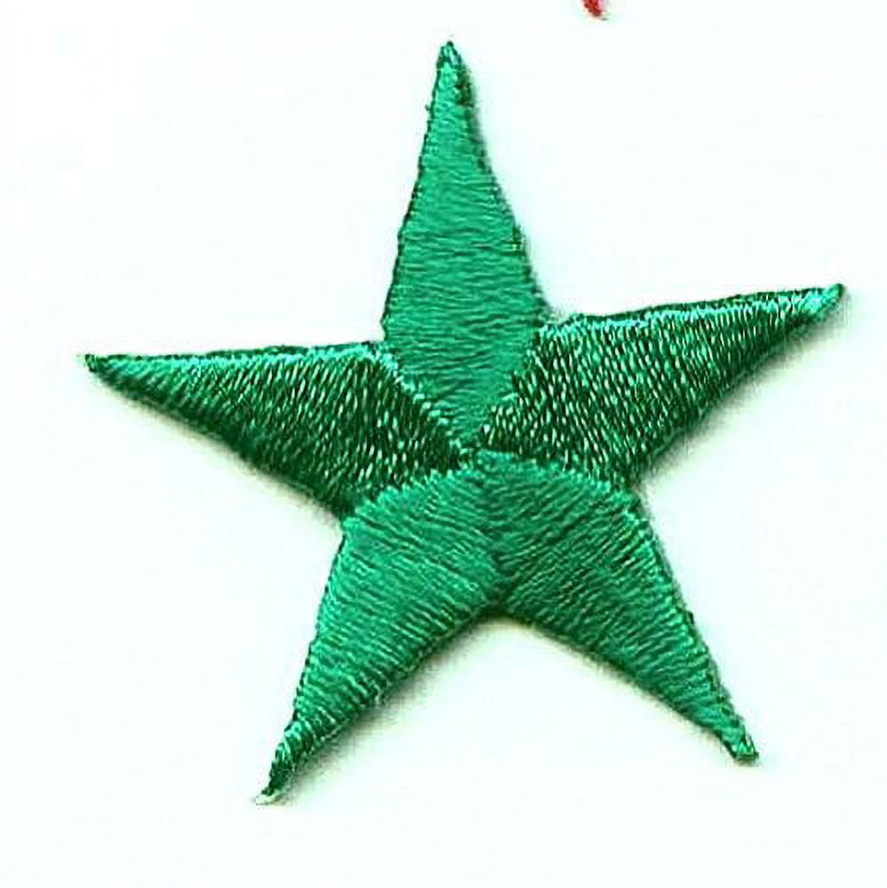 (Package of 10) 7/8" Stars - Green - Iron on Applique/Embroidered Patch ...