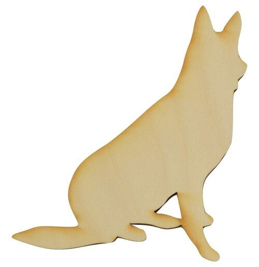Package of 10, Small 4" X 5" X 1/8" Sitting German Shepherd Wood Cutout ...