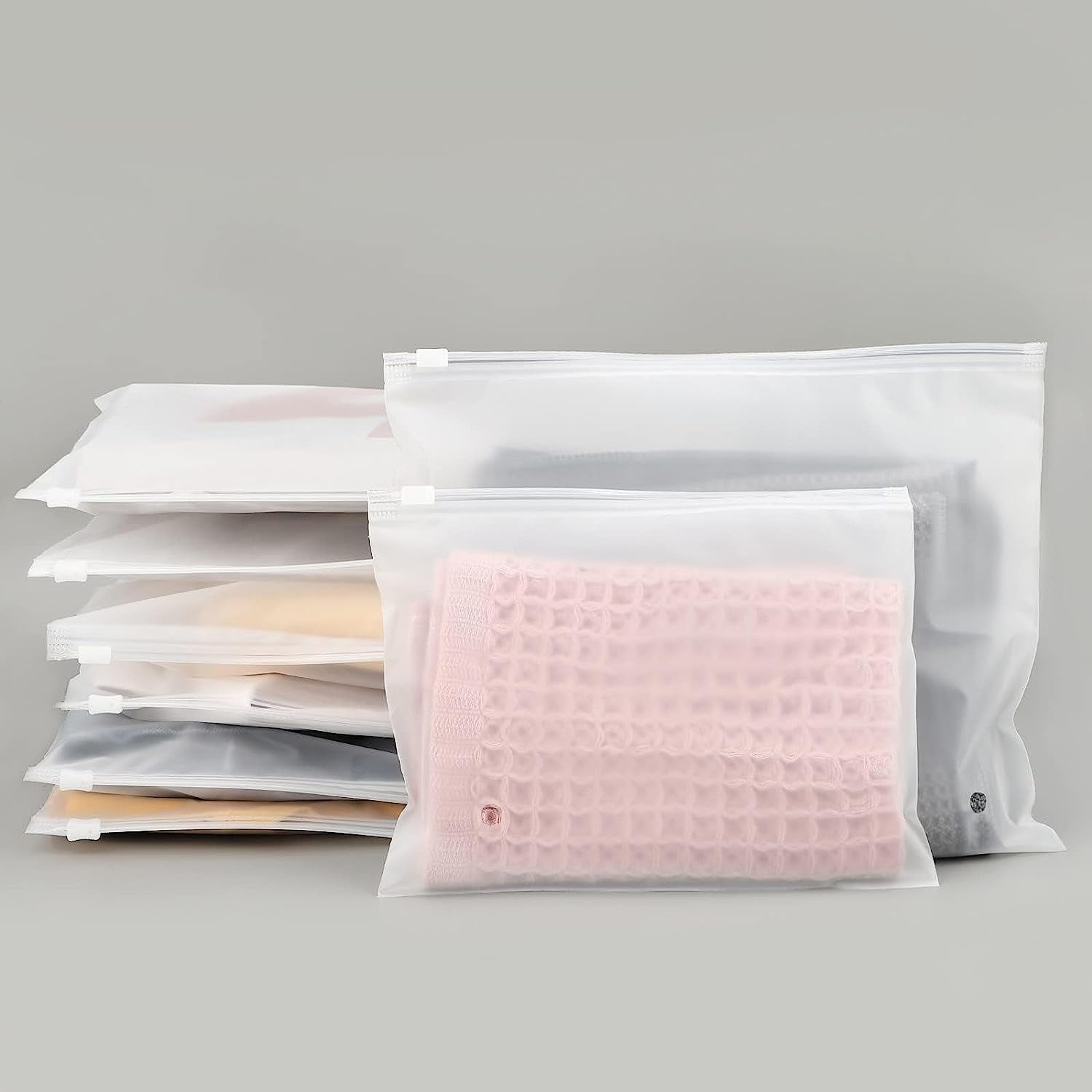 Packaging Clothing Bags, 50Pcs 14x10 inch Large Frosted Ziplock Bags ...