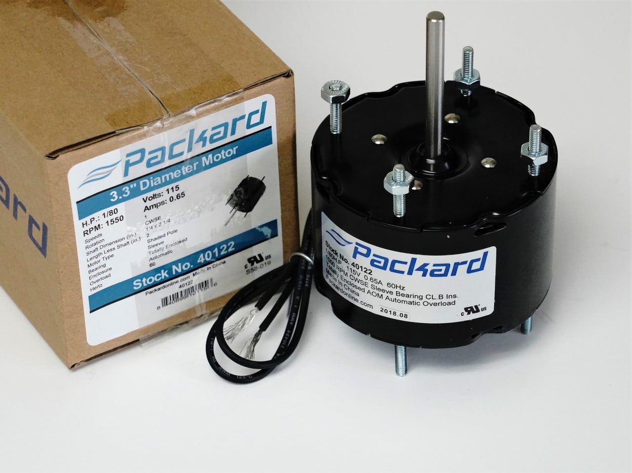 Packard 40122 40122 3.3" Motor 1/80 HP 1500 RPM 115 Volts CW Rotation ...