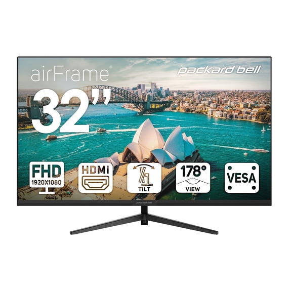 Packard Bell 32" FHD Monitor – HDMI/VGA, Tilt, VESA Mount, 75Hz, IPS ...