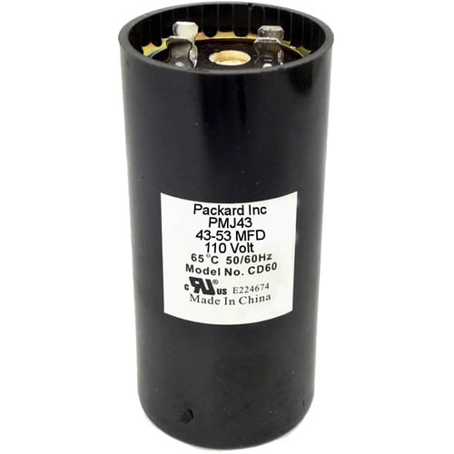Packard PMJ43 Motor Start Capacitor. 43-53 MFD UF / 110-125 VAC - Walmart.com