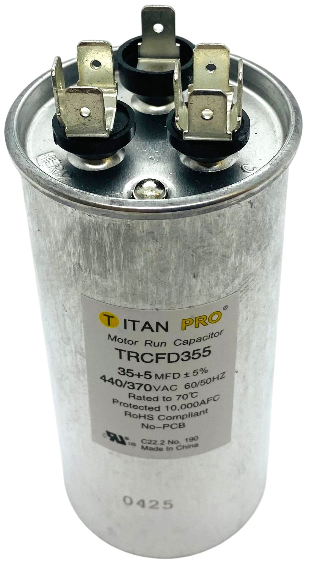 Packard Titan Pro Run Capacitor, Round, 35+5 Mfd, 440-370V, TRCFD355 ...