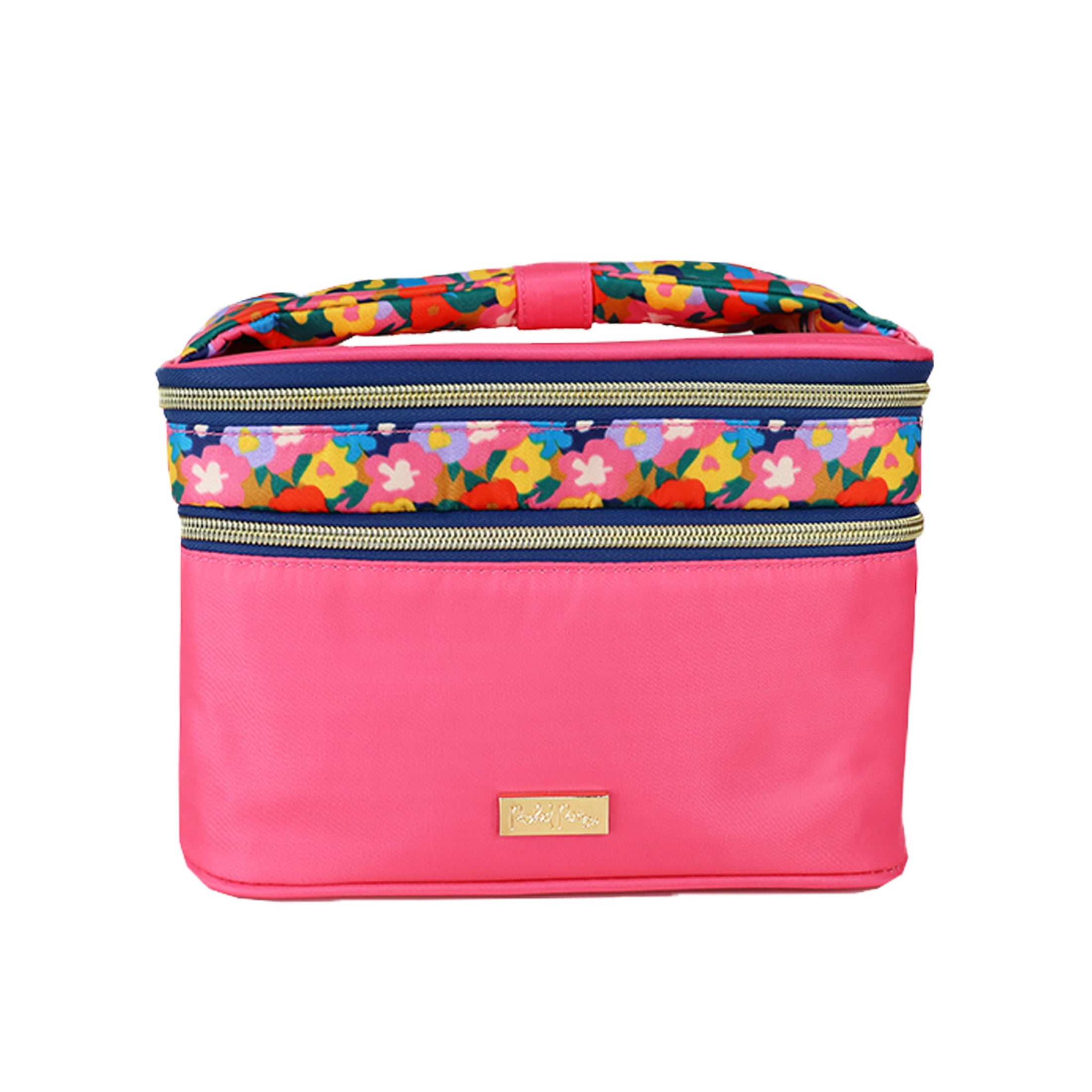 Packed Party Double Decker Pink Train Case Cosmetic Bag with Bow Handle ...