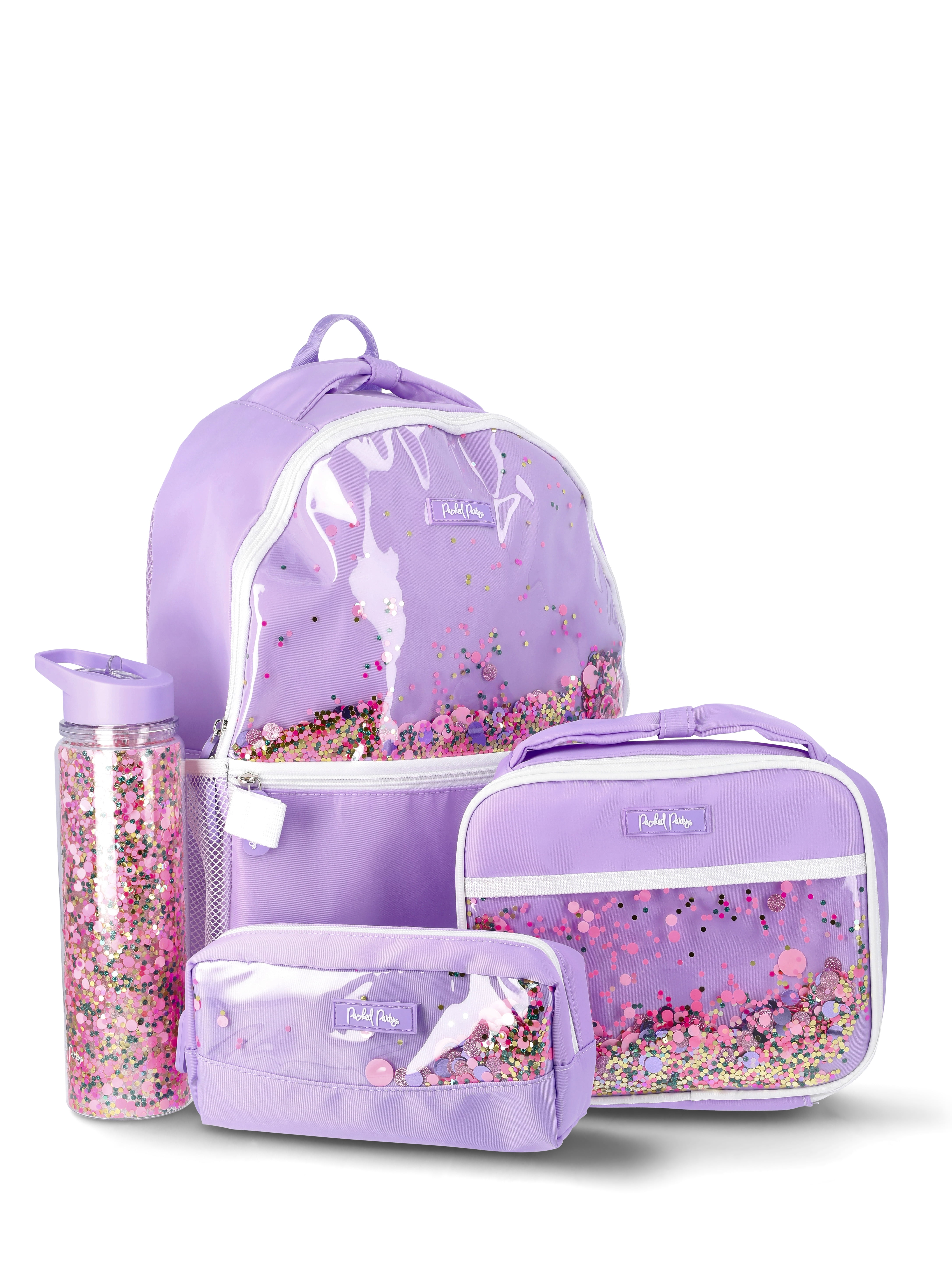 Packed Party Girls 17" Confetti 4-Piece Backpack Set, Purple - Walmart.com