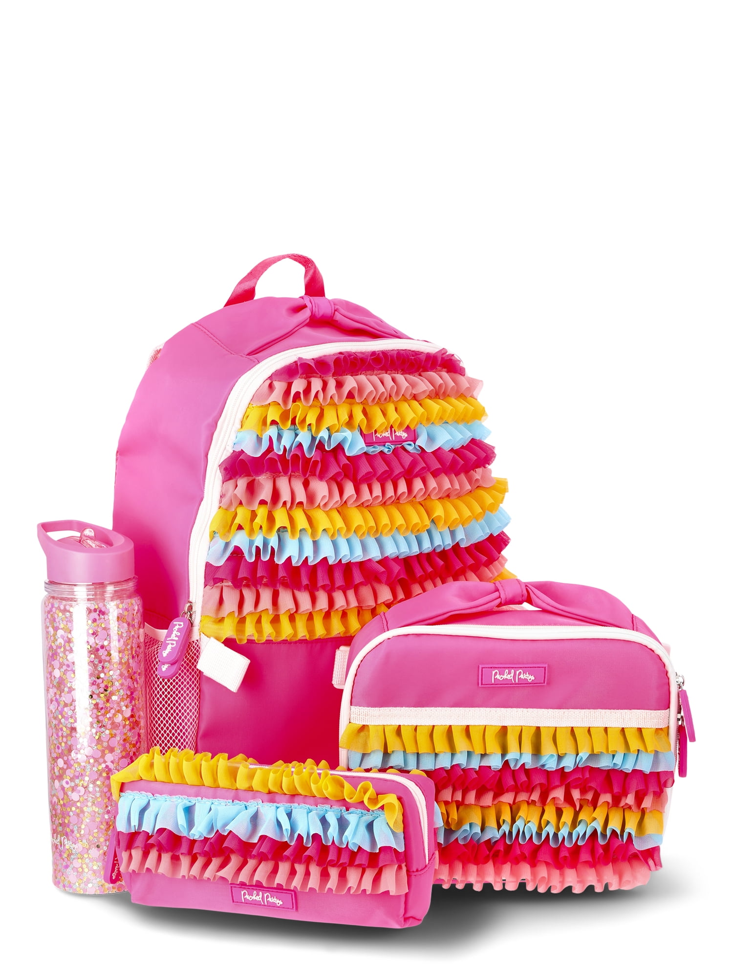 Packed Party Girls 17" Ruffle 4-Piece Backpack Set, Pink - Walmart.com