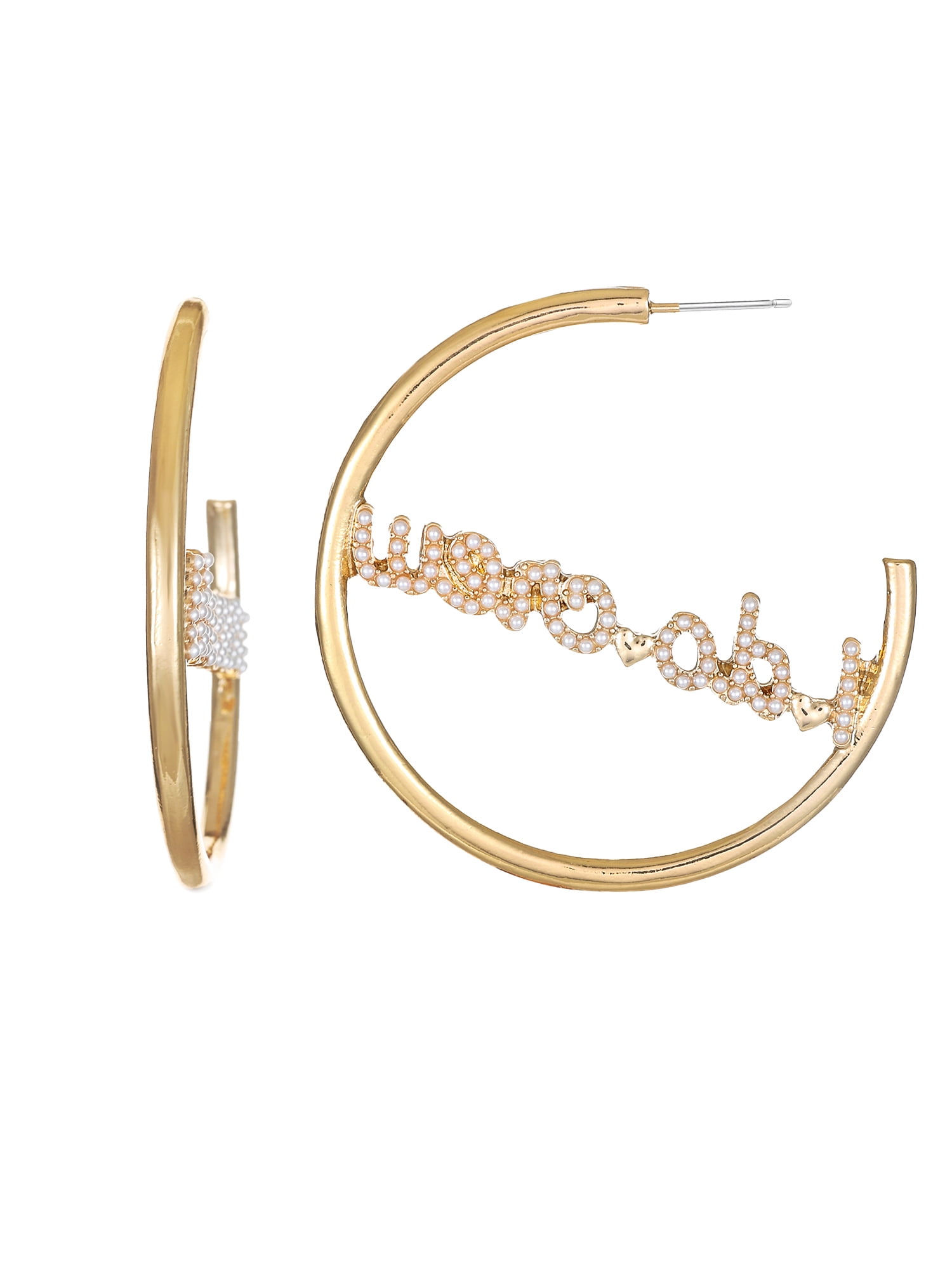 Packed Party Goldtone I Do Crew Hoop Earrings, Female, Bridal Theme, 1 ...